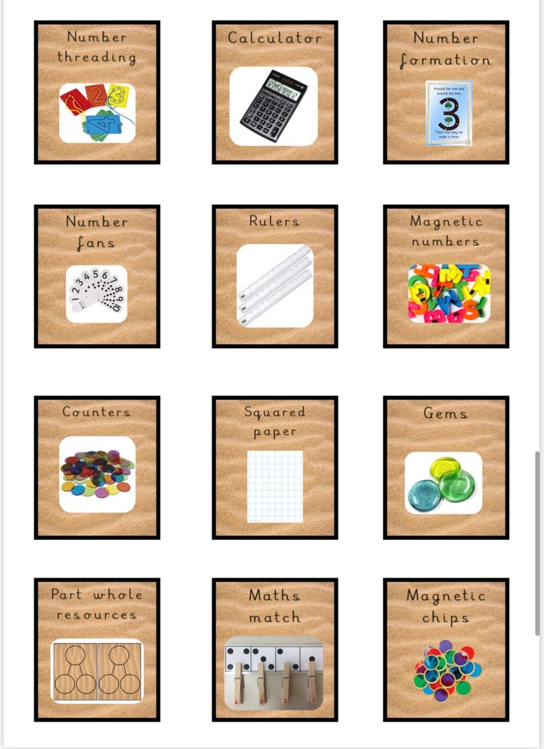 Natural Objects and Math Resources - Sand Natural Classroom Labels - Etsy