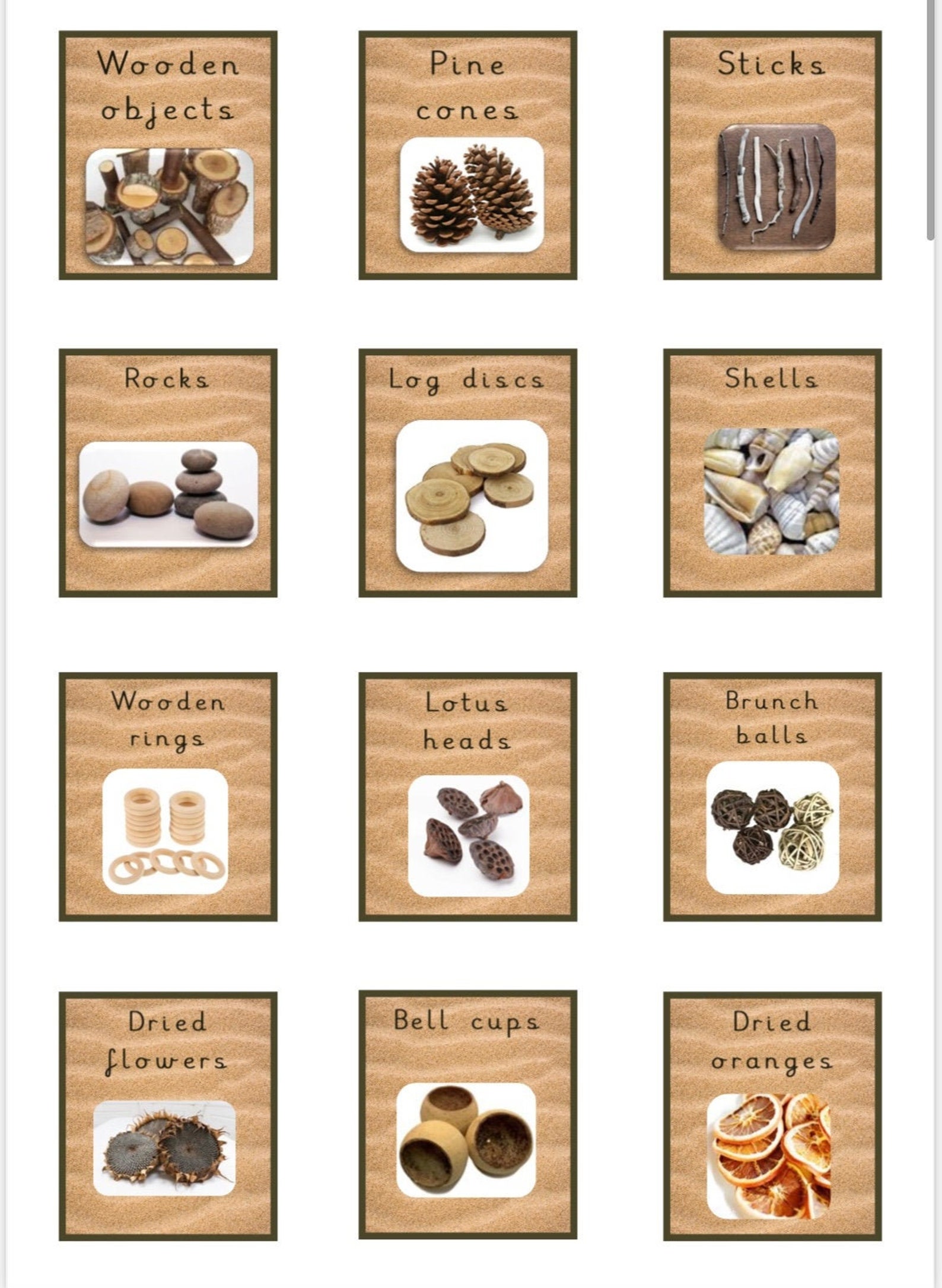 Natural Objects and Math Resources - Sand Natural Classroom Labels - Etsy