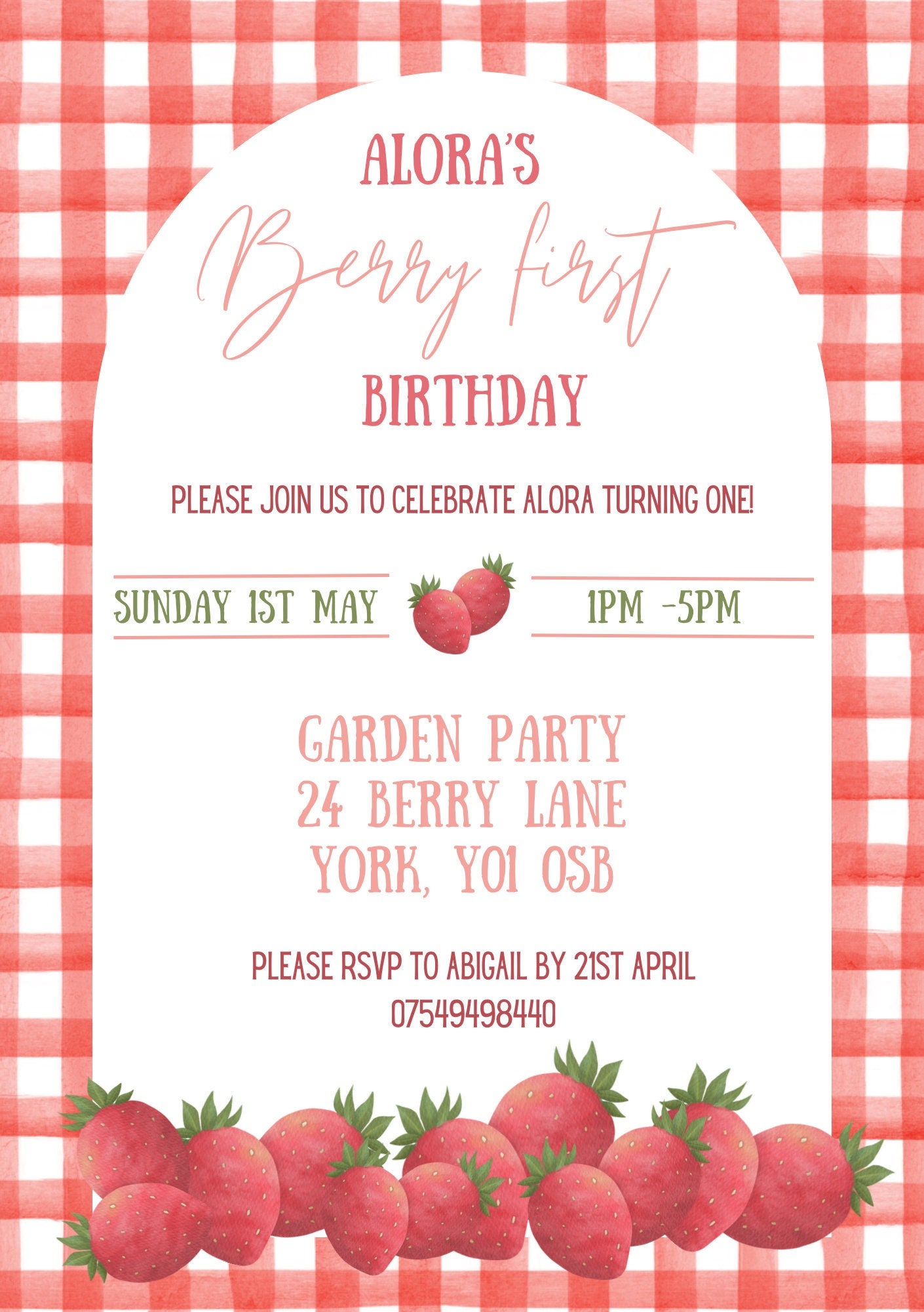 Strawberry Shortcake - My Berry First Birthday Party Decor - 1st ...