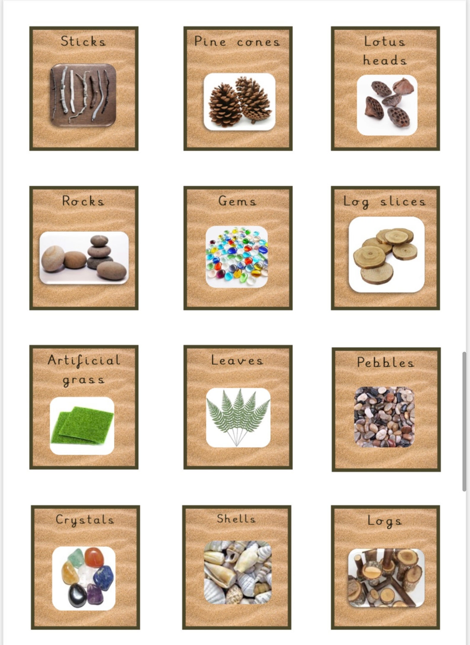 Natural Sand Classroom Labels - Small World, Construction, Loose Parts ...