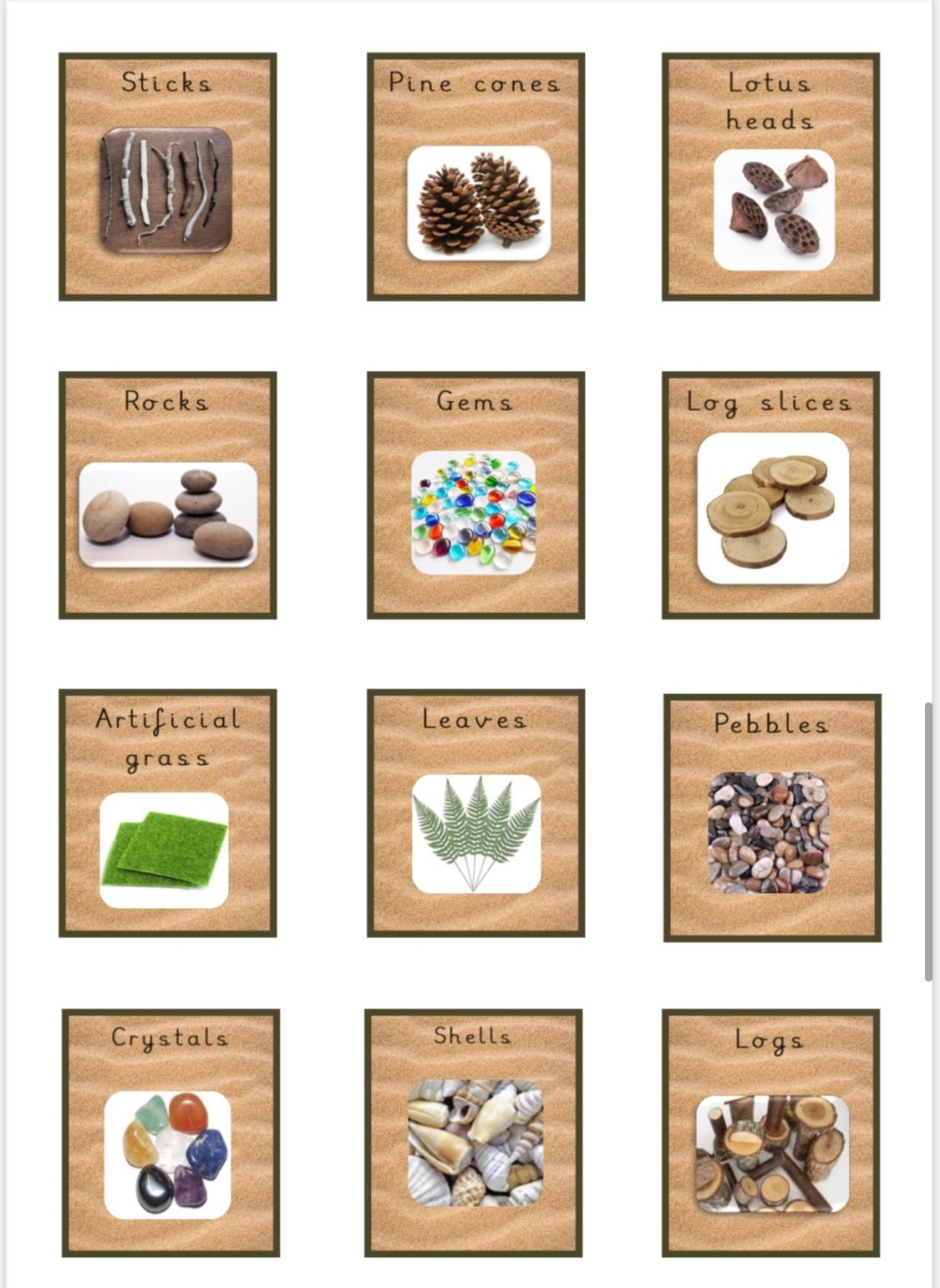 Natural Sand Classroom Labels - Small World, Construction, Loose Parts ...