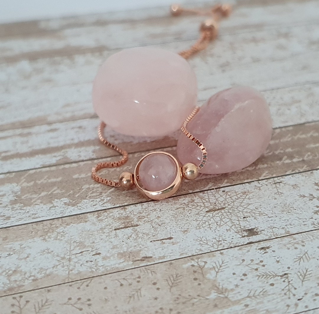 Rose Gold Bracelet With Rose Quartz Adjustable Bracelet Crystal for ...