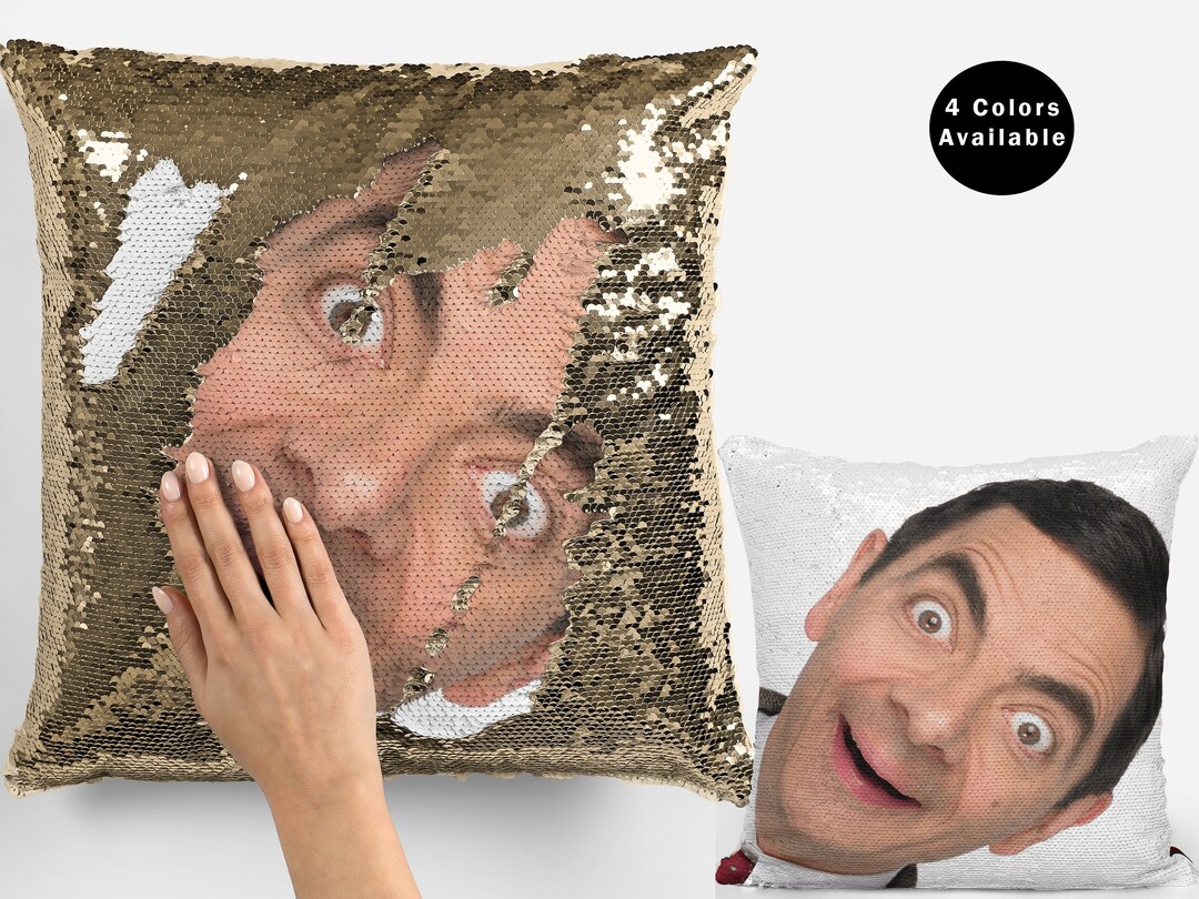 Rowan Atkinson Sequin Pillow Cover, Flip Sequin Pillowcase, Funny ...