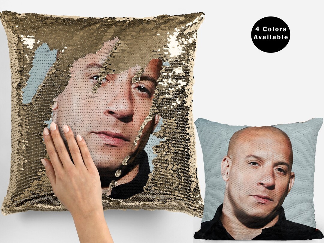 Vin Diesel Sequin Pillow Cover, Celebrity Sequin Pillowcase, Handsome ...