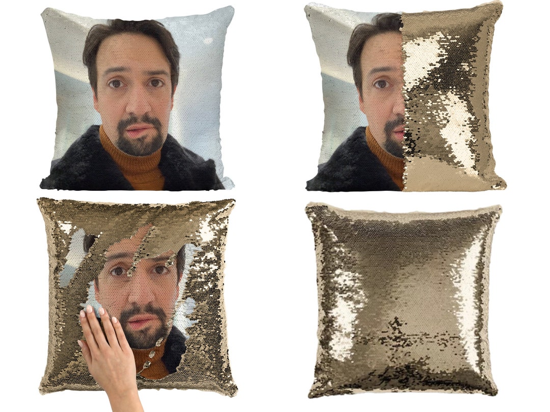 Lin Manuel Miranda Lip Bite Meme Sequin Pillow Cover, Celebrity Sequin ...