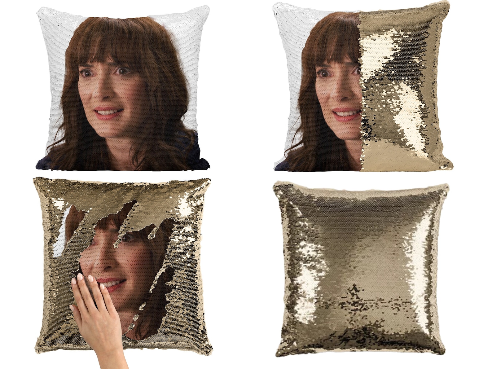 Winona Ryder Sequin Pillow, Winona Ryder Cushion Home Decor, Winona ...