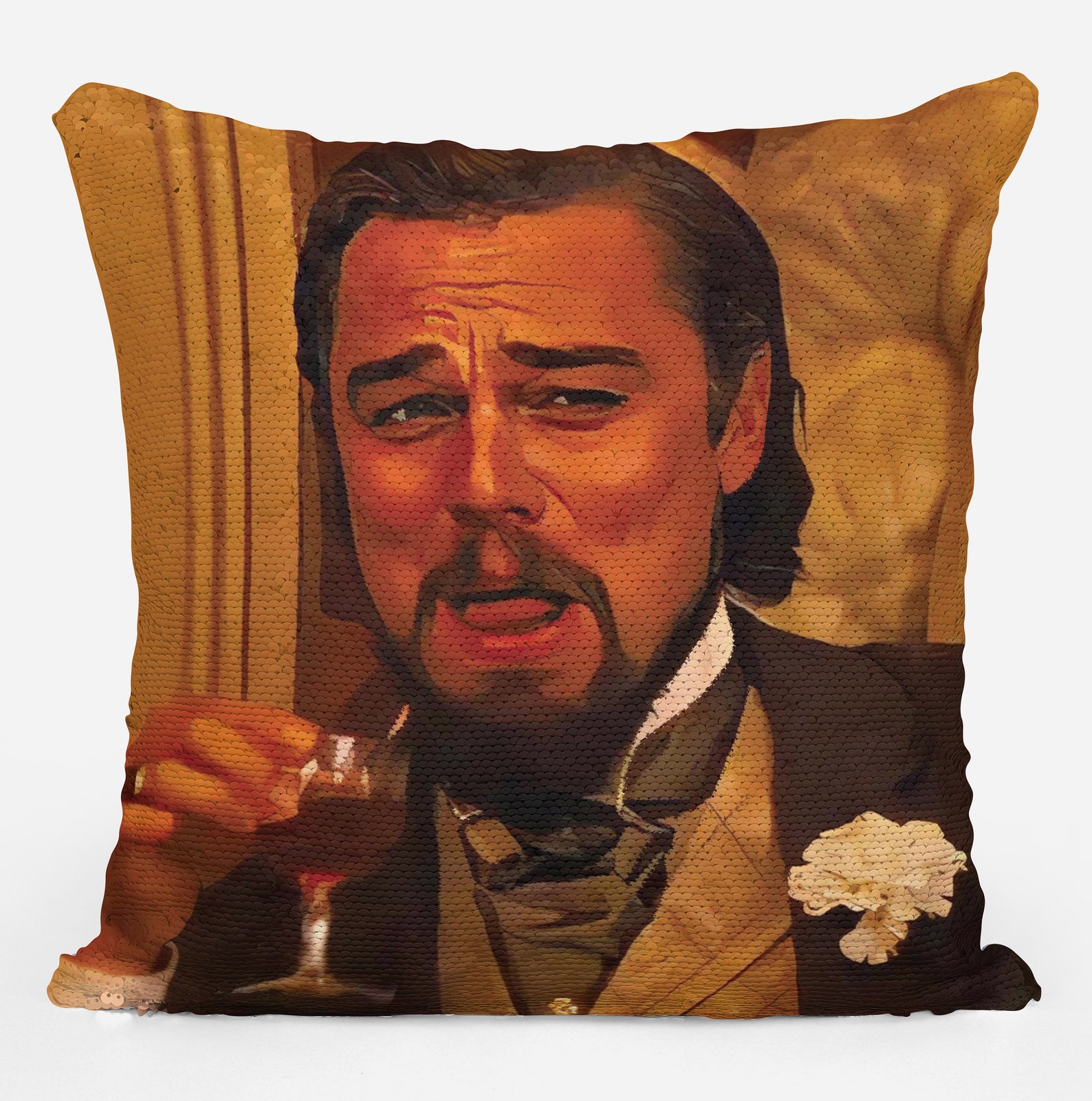 Leonardo Dicaprio Meme Sequin Pillow Cover Celebrity Sequin - Etsy