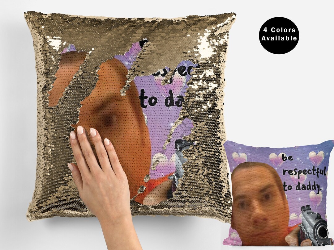 Baka Spencer With Gun Meme Sequin Pillow Case, Celebrity Sequin Pillow ...