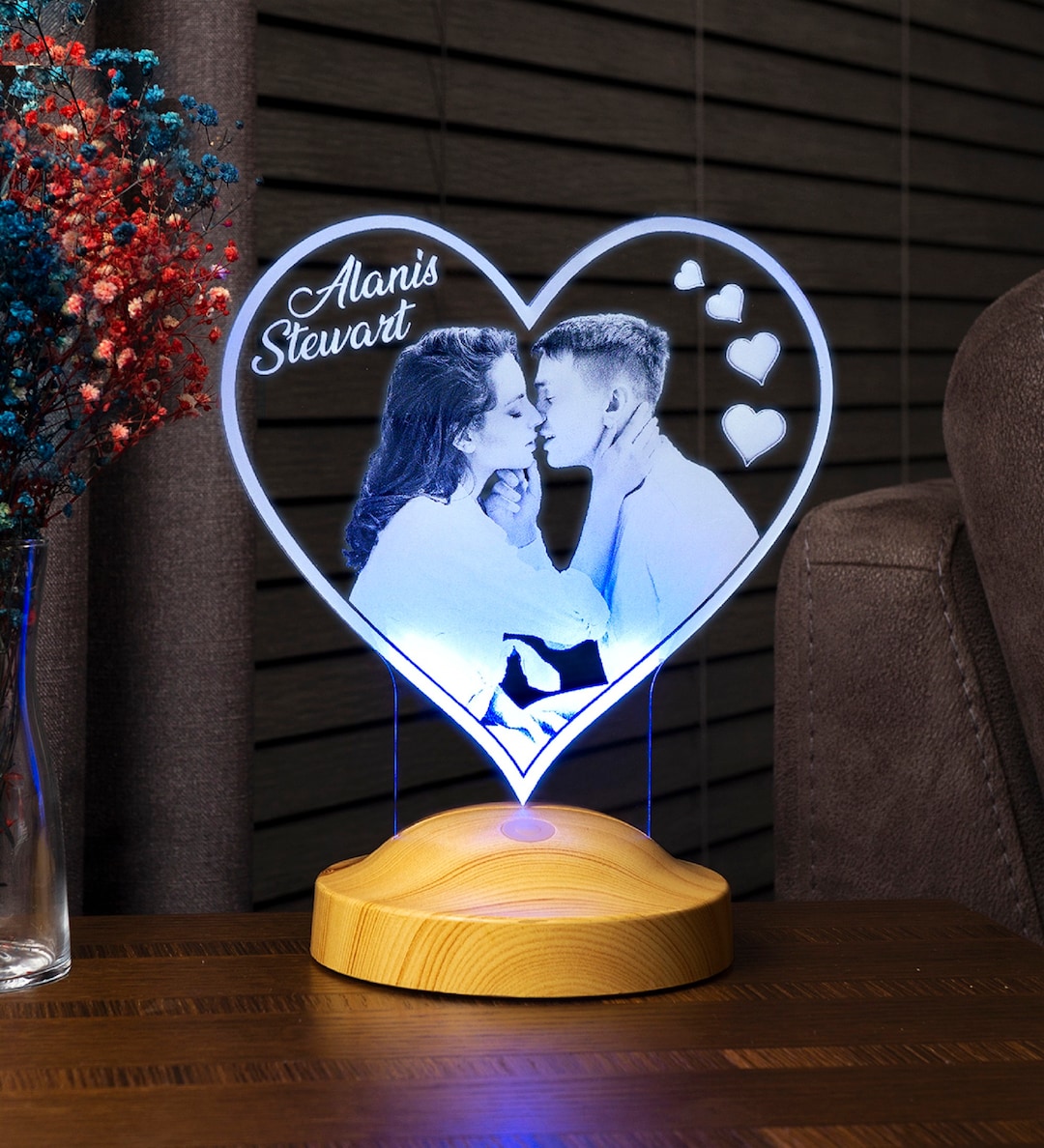 Personalized Photo and Text Night Light - Custom Name Night Light ...
