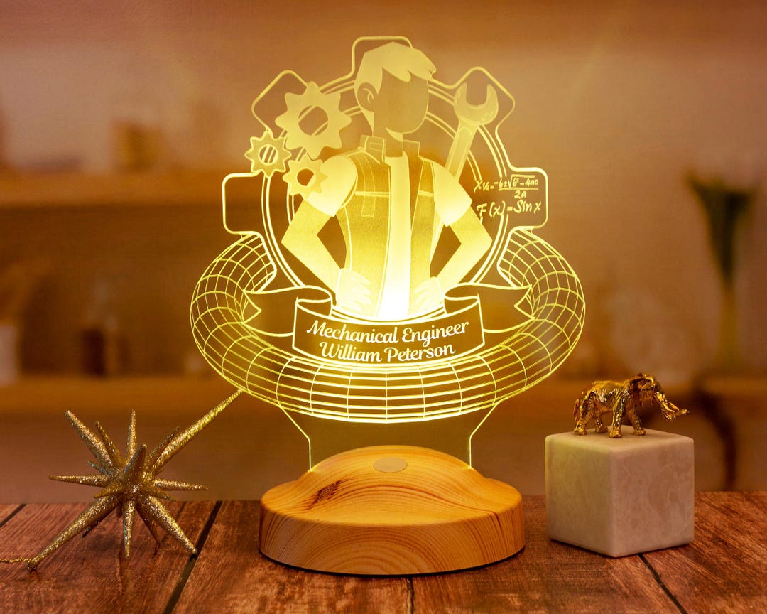 Custom Acrylic Night Light for Mechanical Engineers - Mechanical ...