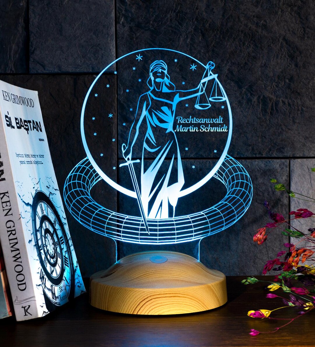 Custom Justice Night Light - Lady Justice Statue Night Light - 3D LED ...