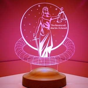 Custom Justice Night Light - Lady Justice Statue Night Light - 3D LED ...