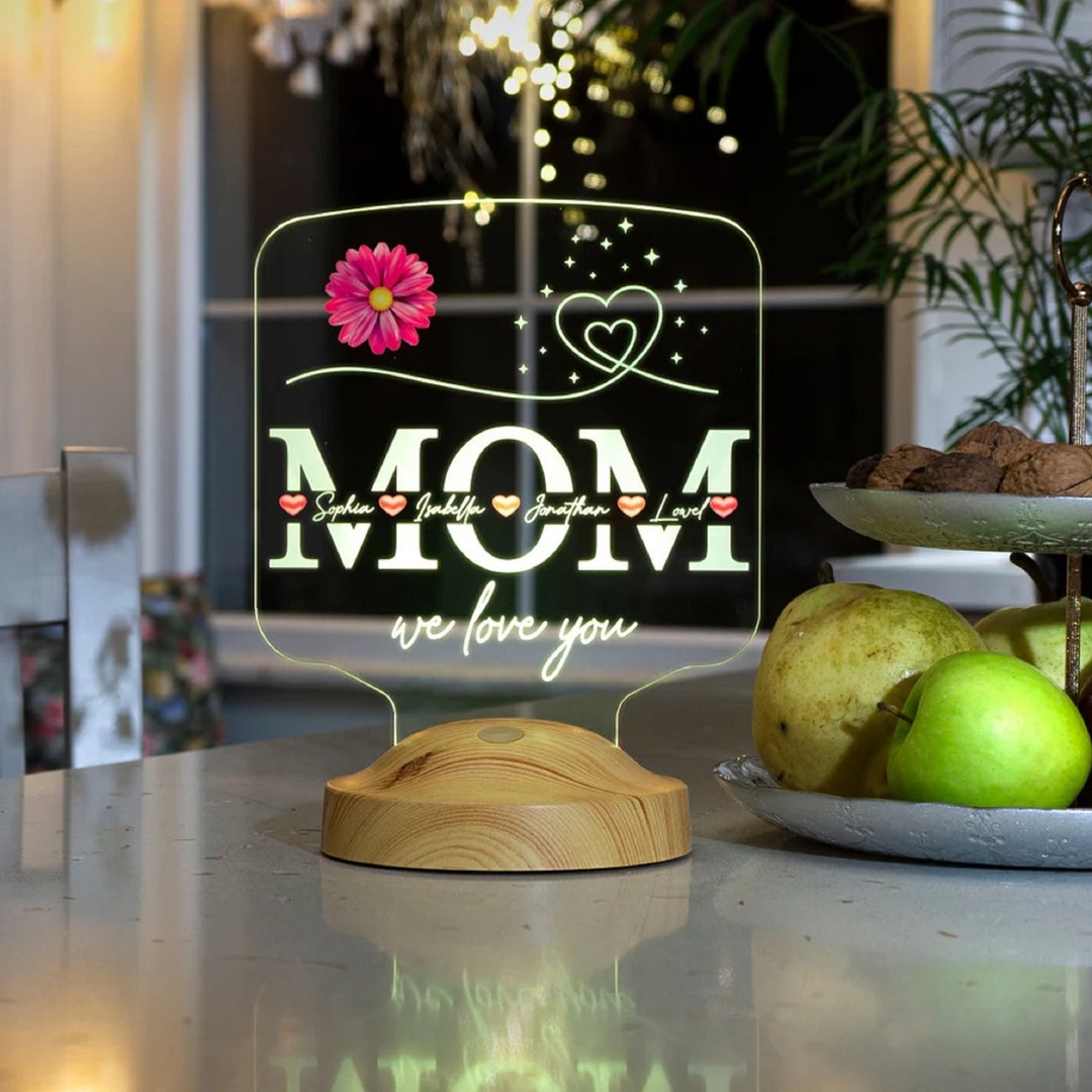 Mom Custom Acrylic Night Light - Family Name Night Light - Custom Night ...