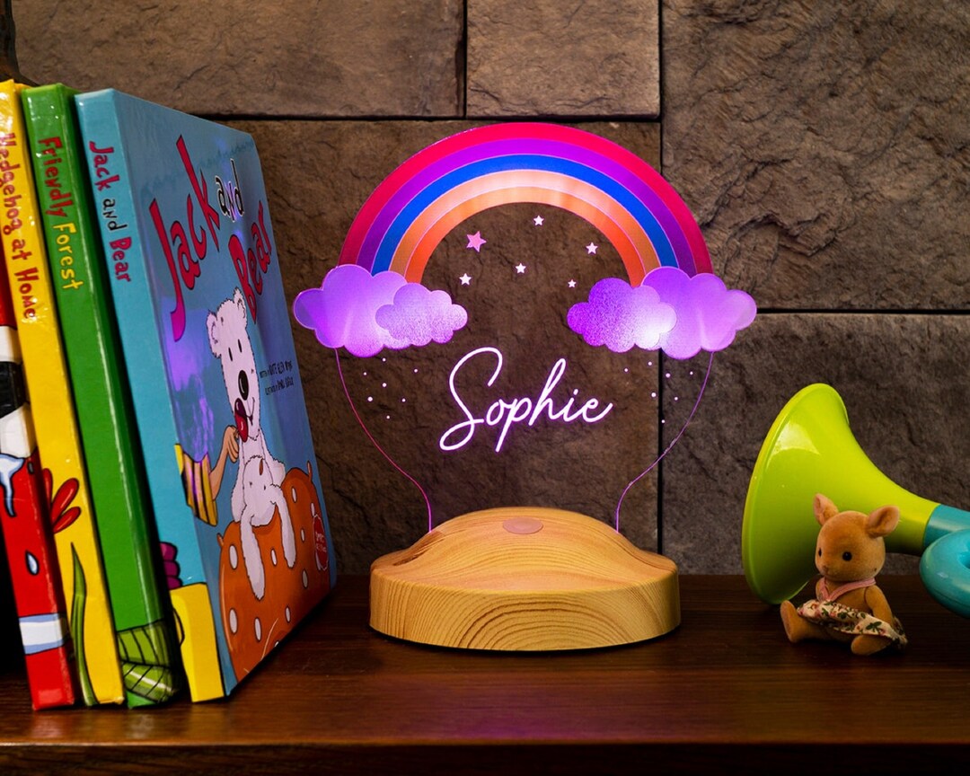 Rainbow Custom Night Light for Kids - Acrylic Night Light - Custom Name ...