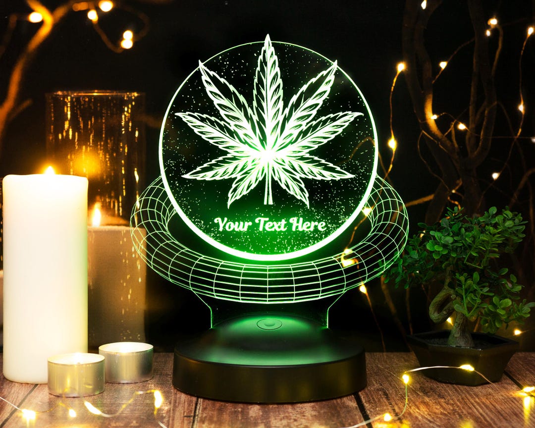 Personalized Cannabis Leaf Night Light - Cannabis Acrylic Night Light ...