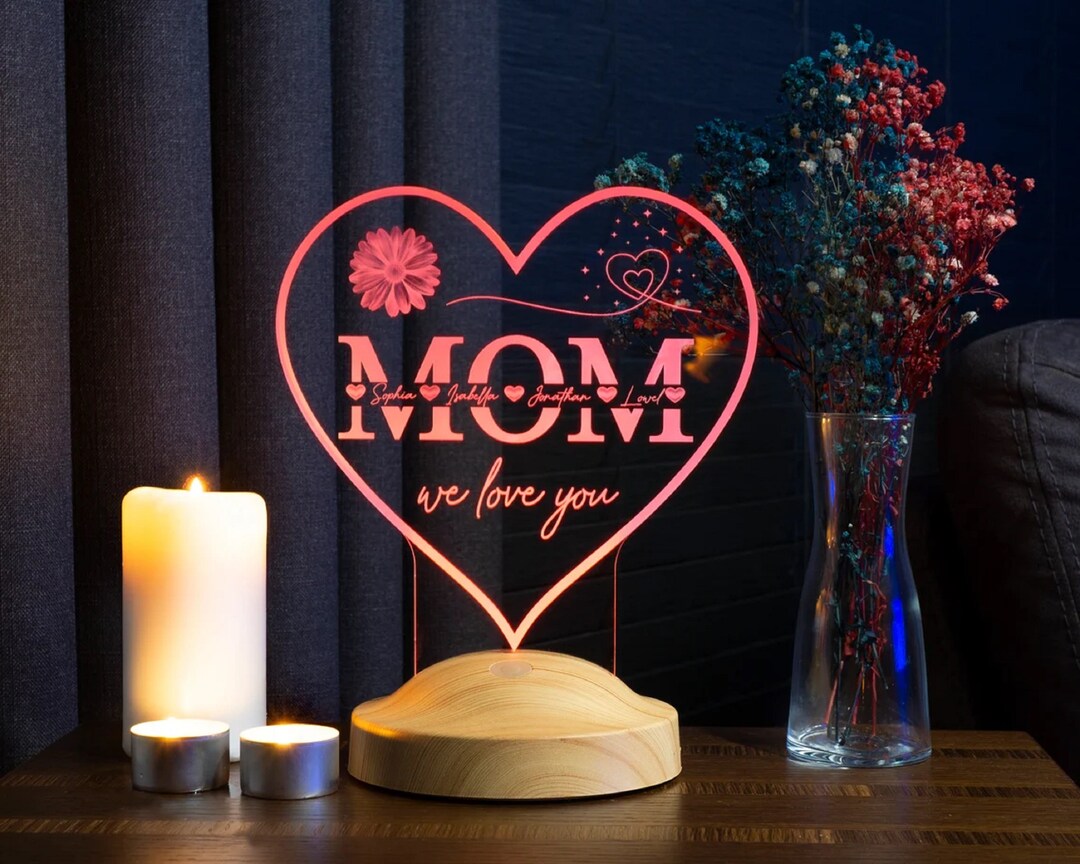Mom Custom Acrylic Night Light - Custom Family Name Night Light - Mom ...