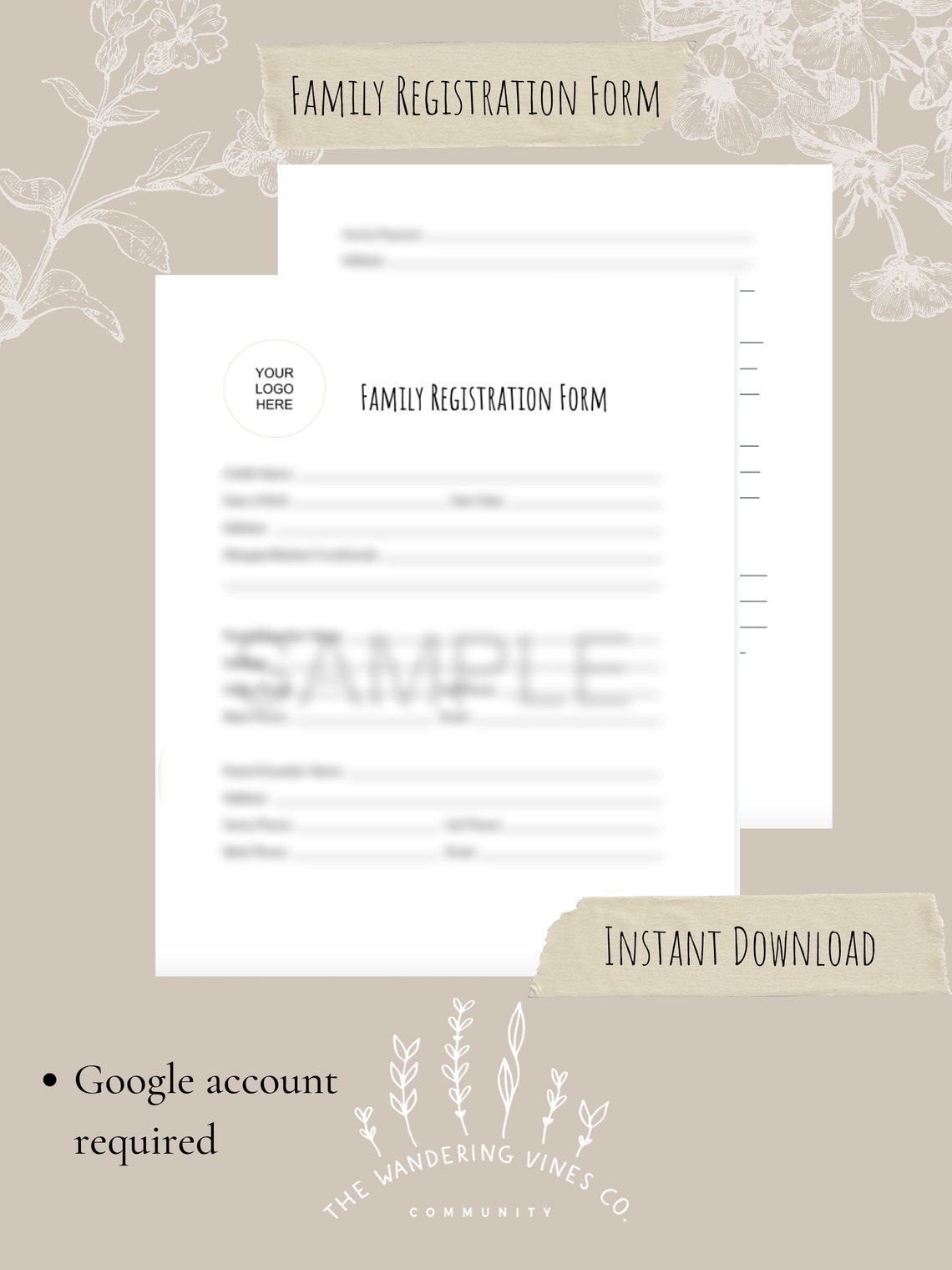 Family Registration Form Template - Aesthetic, Minimalist, Simple ...