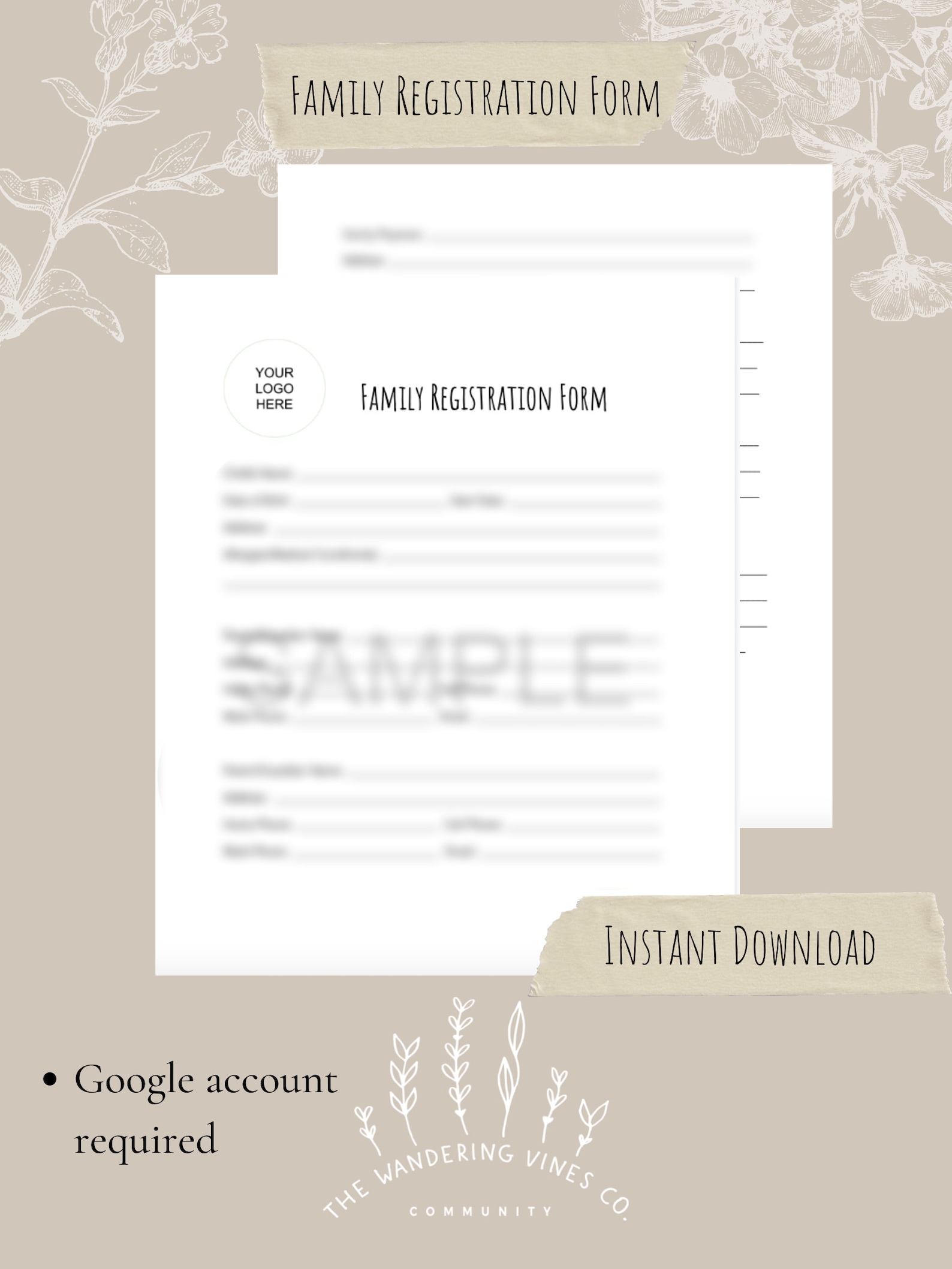 Family Registration Form Template - Aesthetic, Minimalist, Simple ...