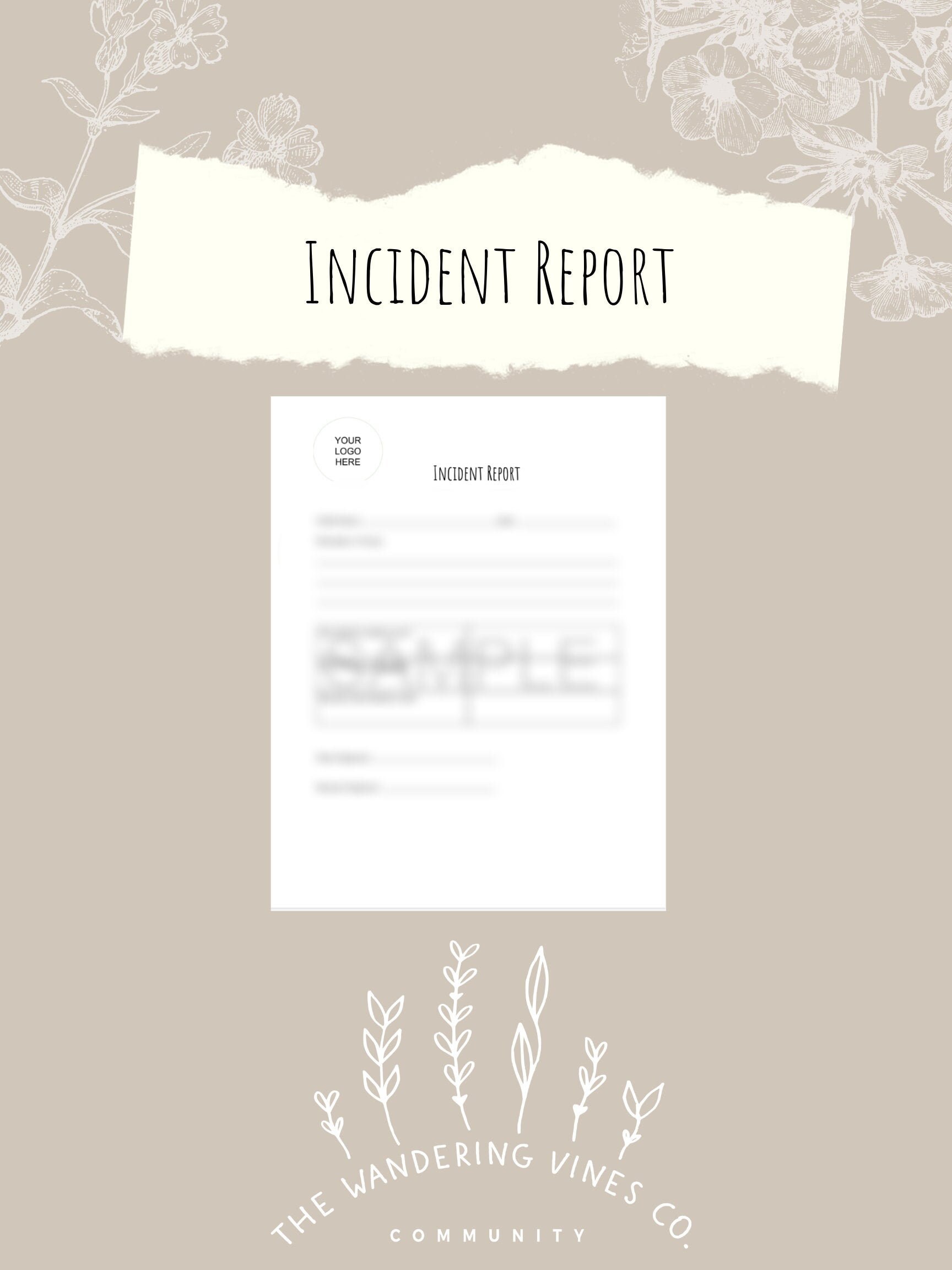 Incident Report Template - Aesthetic, Minimalist, Simple, Clean - Etsy