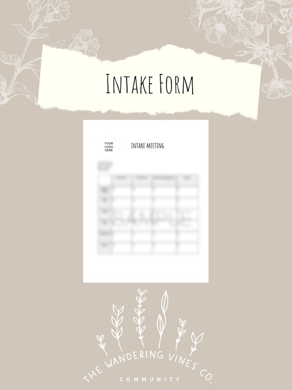 Intake Form Template Aesthetic Minimalist Simple Clean | Etsy