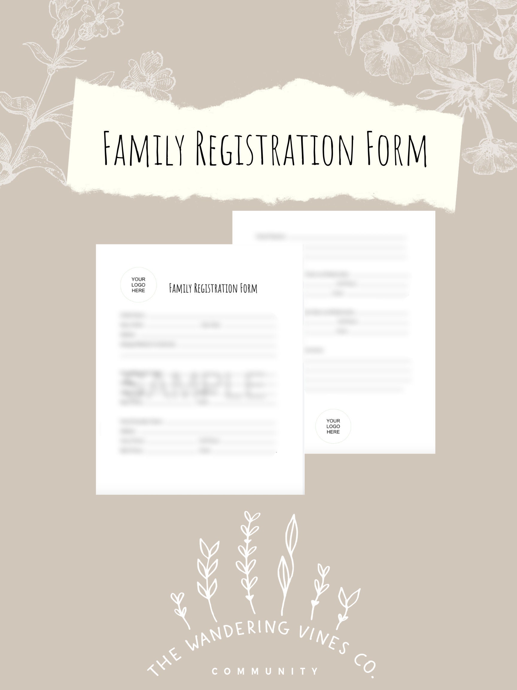 Family Registration Form Template - Aesthetic, Minimalist, Simple ...