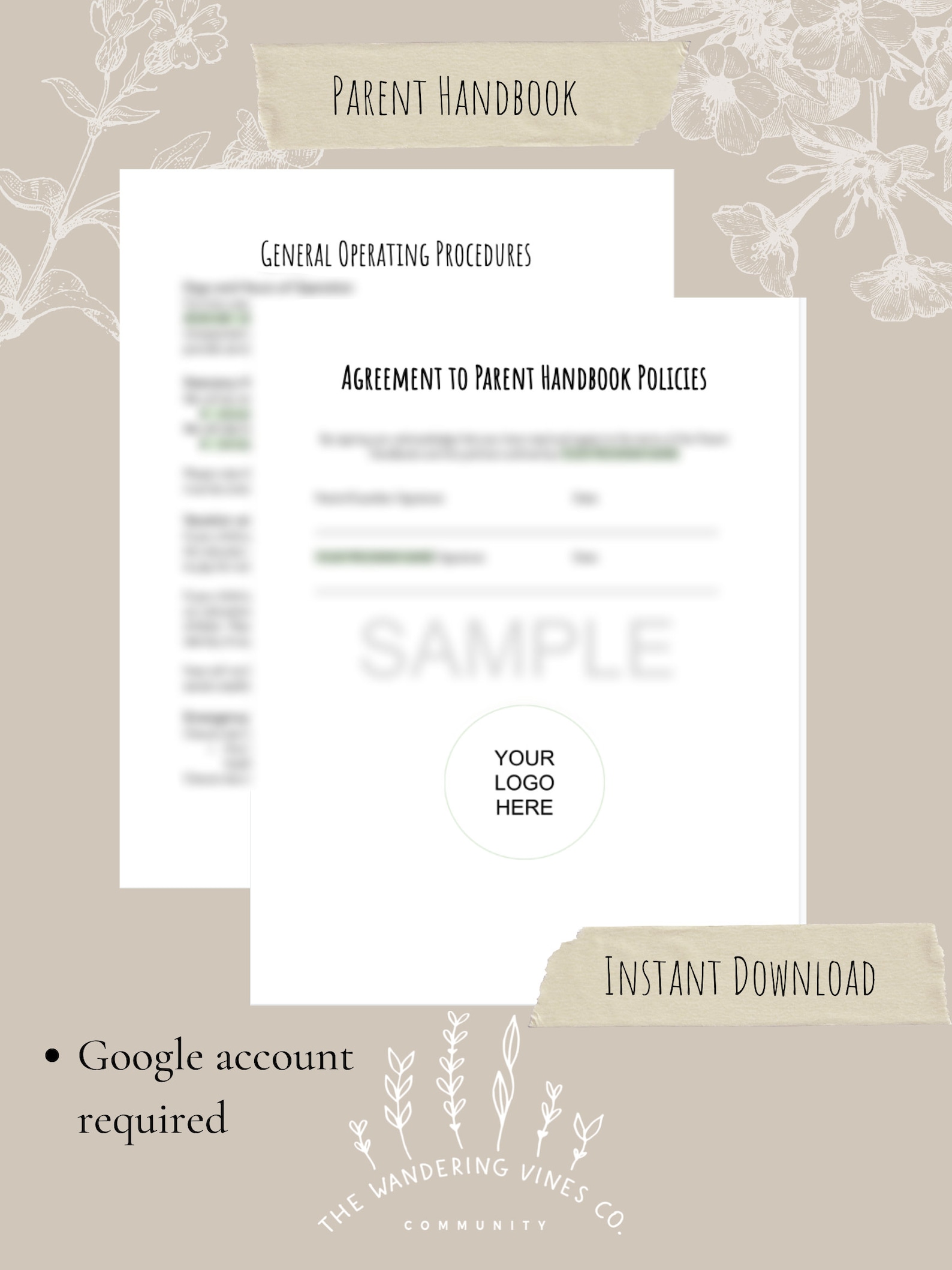 Parent Handbook Template - Aesthetic, Minimalist, Simple, Clean - Etsy