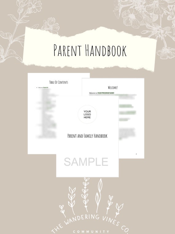 Parent Handbook Template Aesthetic Minimalist Simple | Etsy
