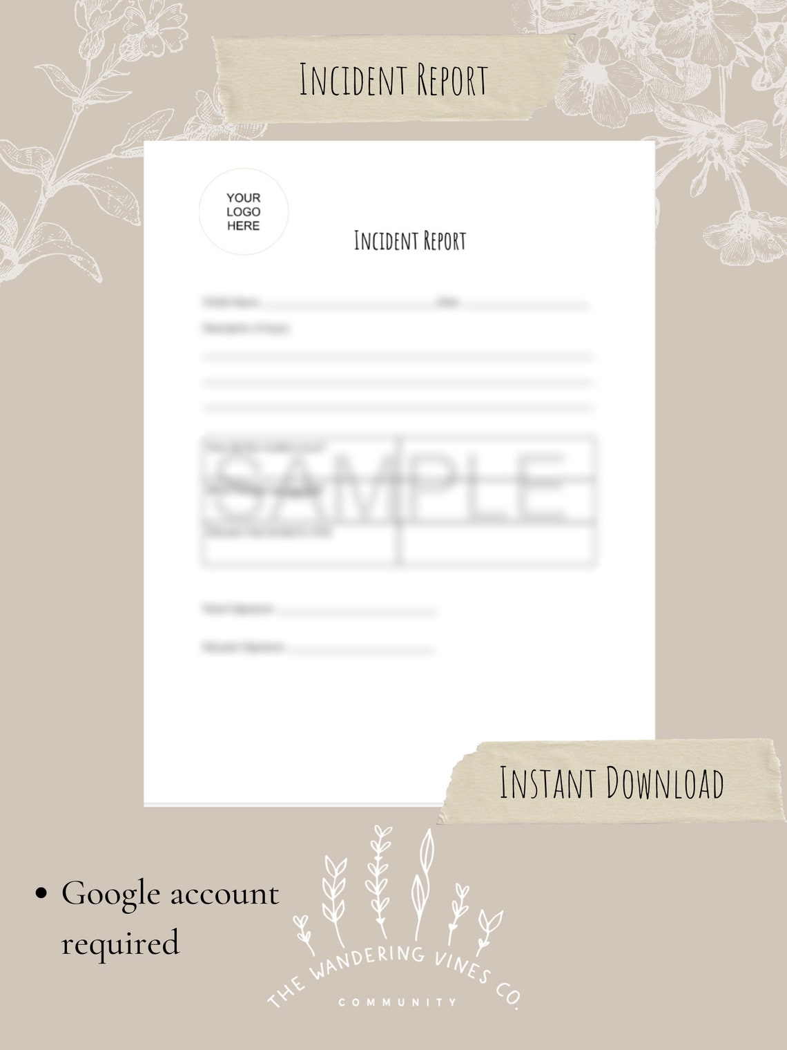 Incident Report Template - Aesthetic, Minimalist, Simple, Clean - Etsy