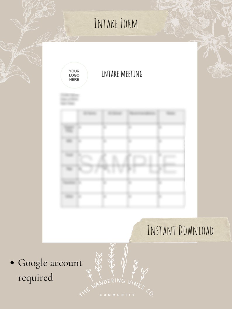 Intake Form Template Aesthetic Minimalist Simple Clean - Etsy Australia