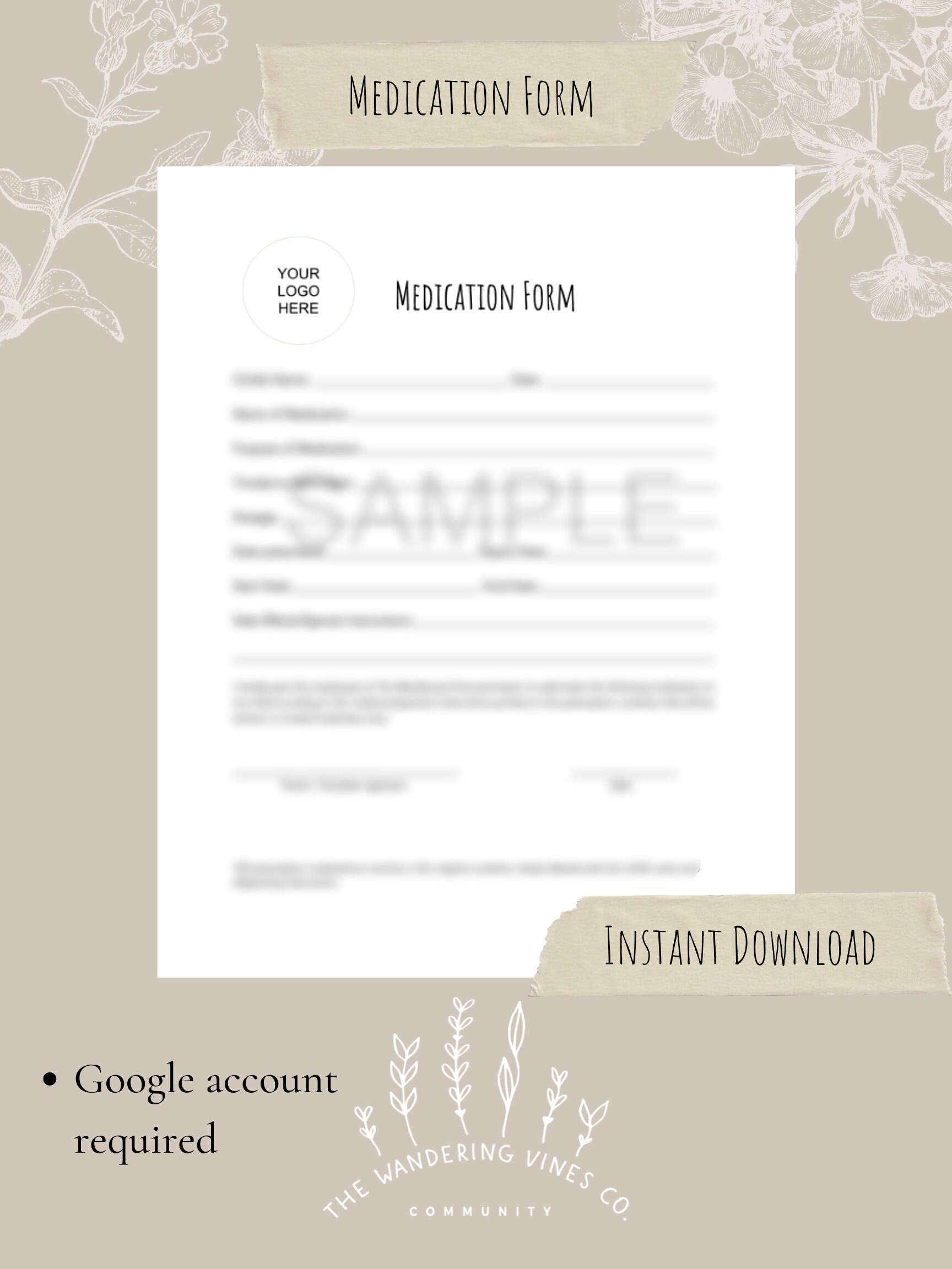 Medication Form Template Aesthetic, Minimalist, Simple, Clean - Etsy ...