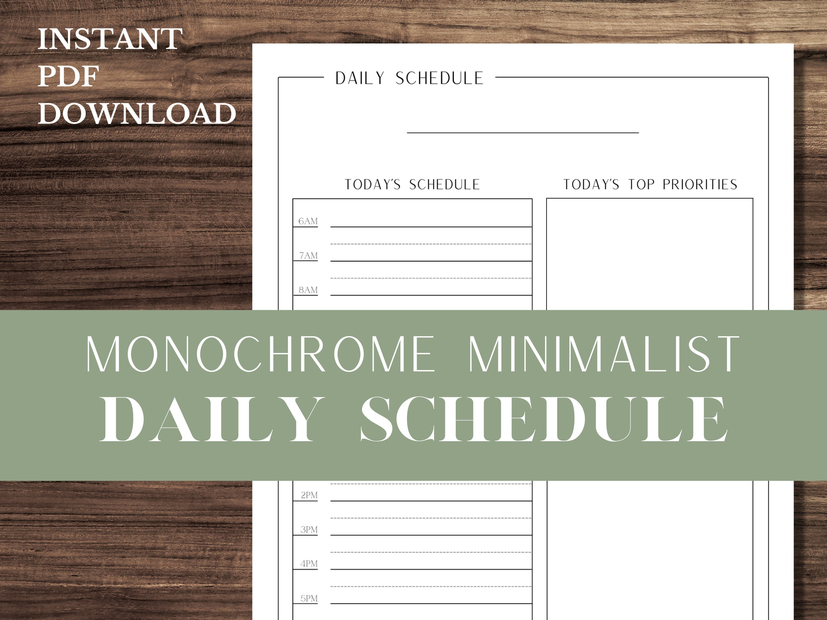 Printable PDF Minimalist Daily Schedule - Etsy