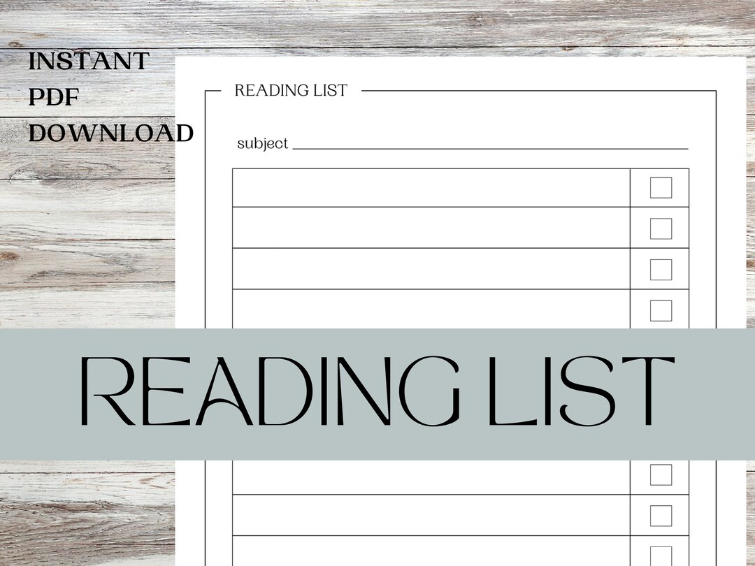 Minimalist Printable PDF Student Reading List - Etsy
