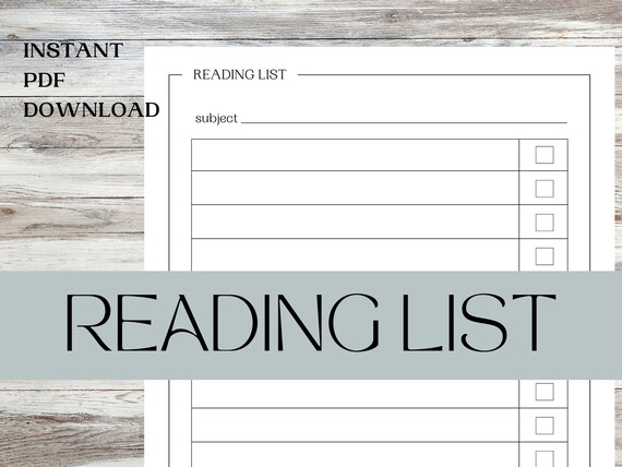 Minimalist Printable PDF Student Reading List | Etsy