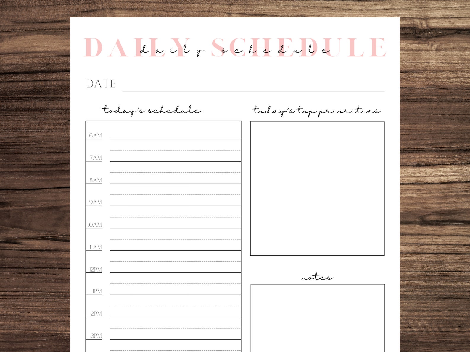 Printable Minimalist Daily Schedule PDF Download - Etsy