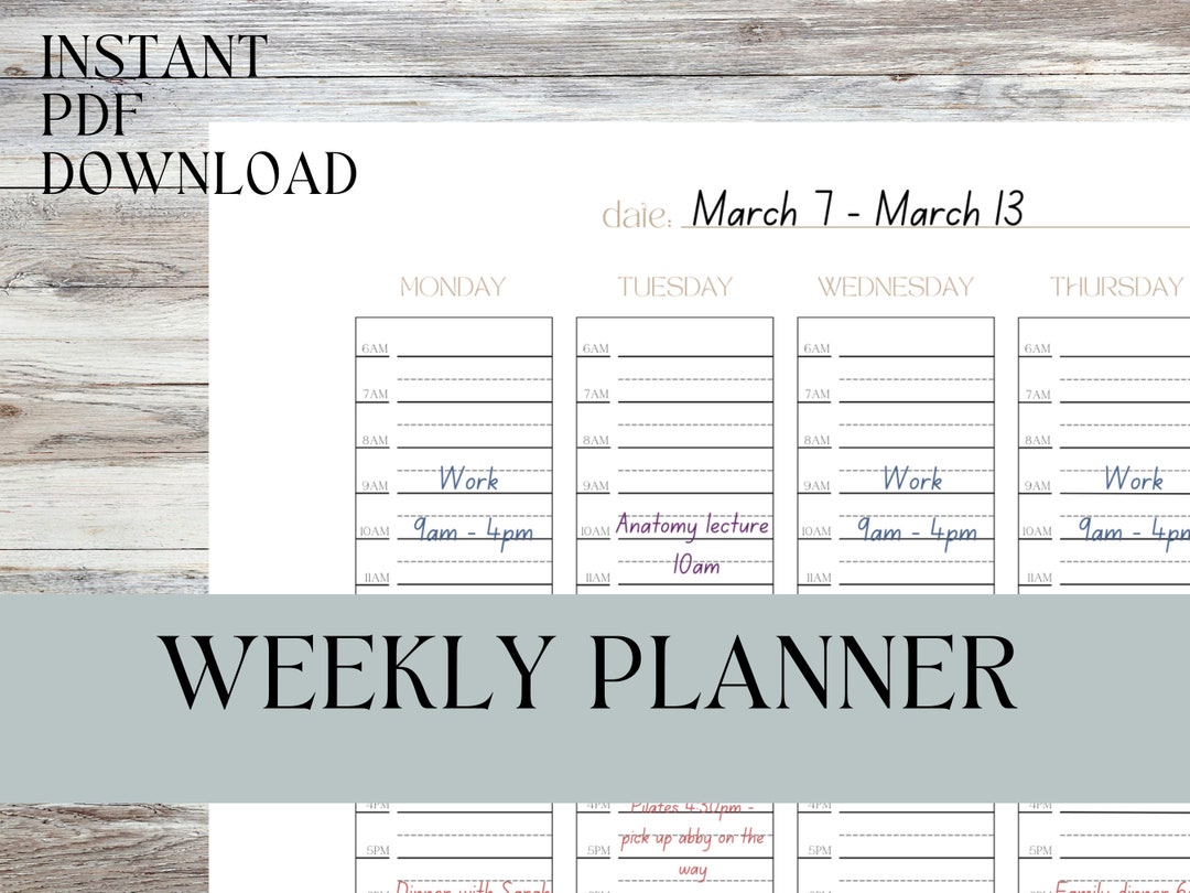 Landscape Vertical Weekly Planner PDF Digital Download - Etsy