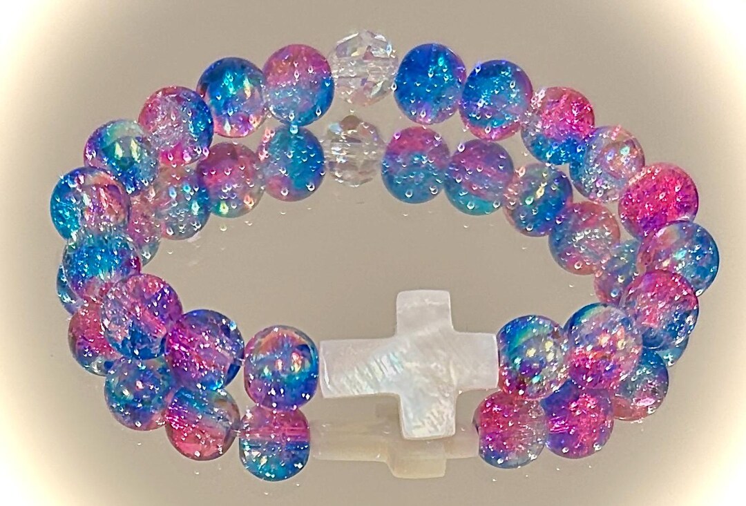 Shell Cross Crackle Bracelet (cotton Candy) - Etsy