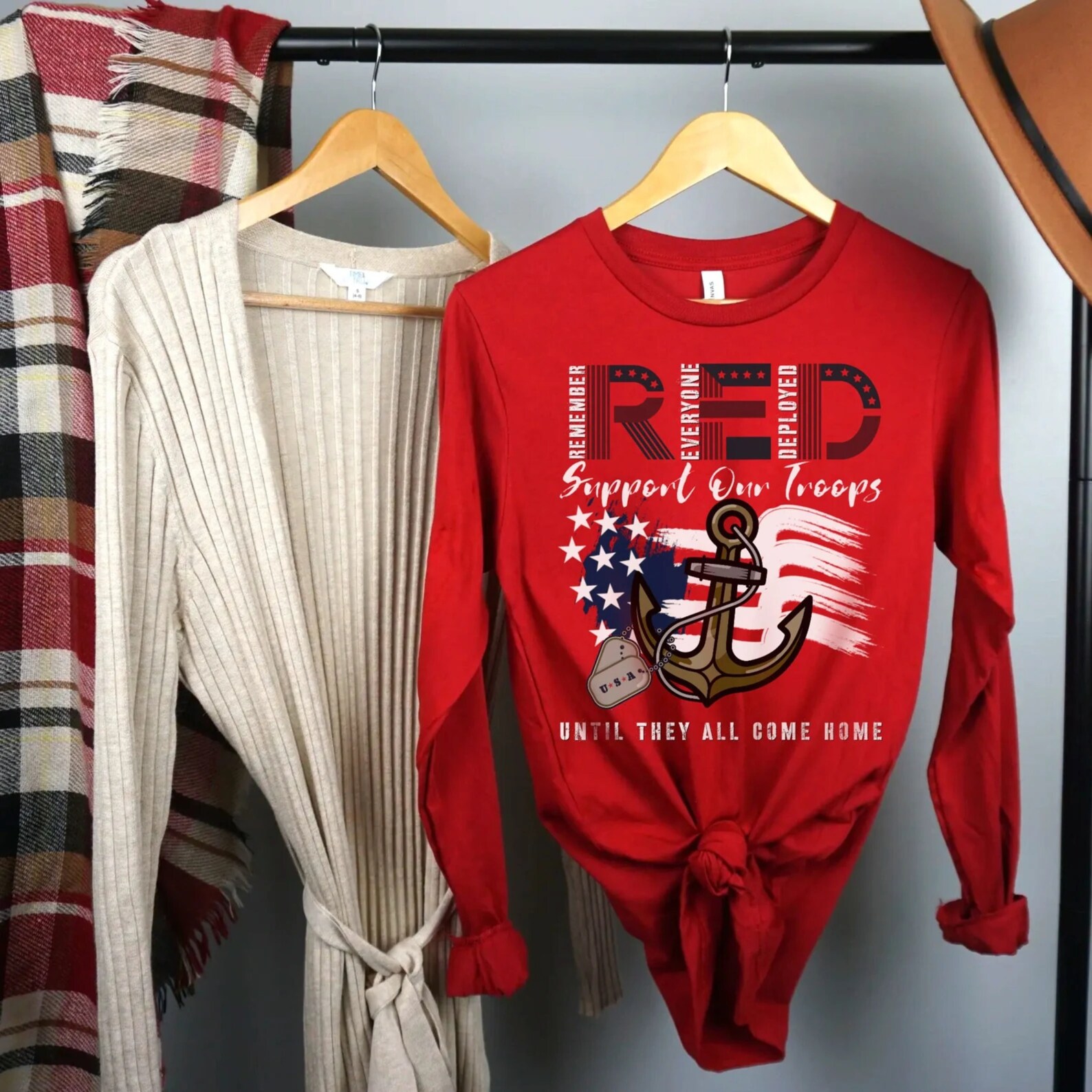 RED Friday Navy Long Sleeve Shirt We Wear RED on Friday - Etsy