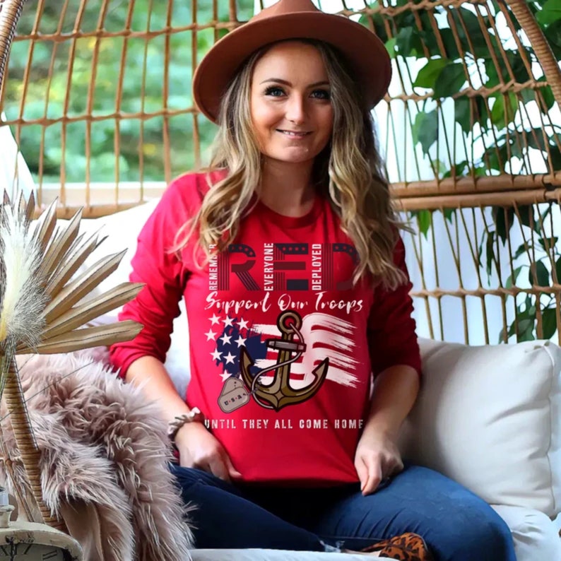 RED Friday Navy Long Sleeve Shirt We Wear RED on Friday - Etsy