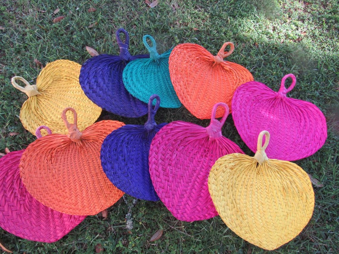 Set of 5 SMALL Color Raffia Fans ALMOST OUT Great for - Etsy