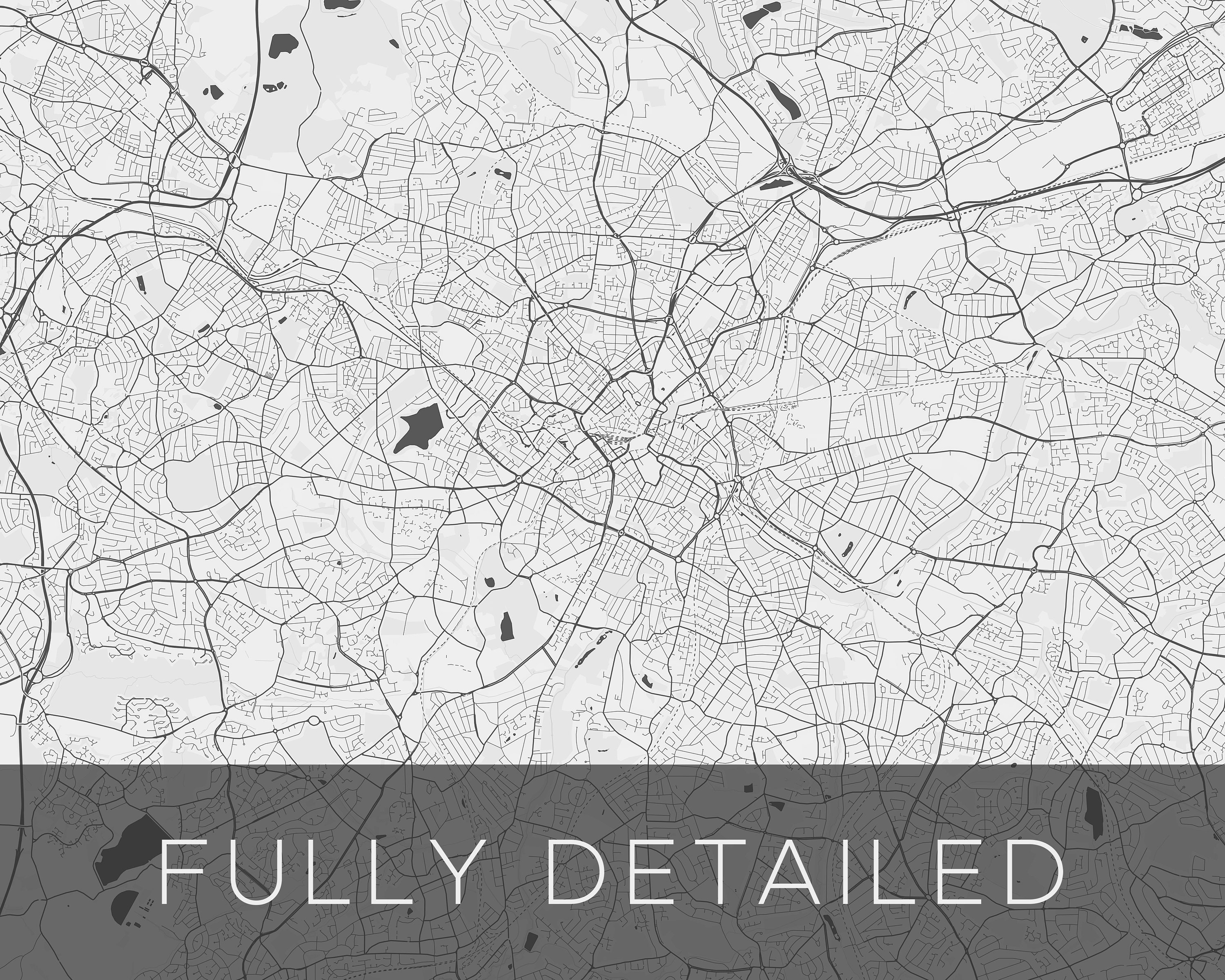 Birmingham Map Print | Birmingham United Kingdom Print | City of ...