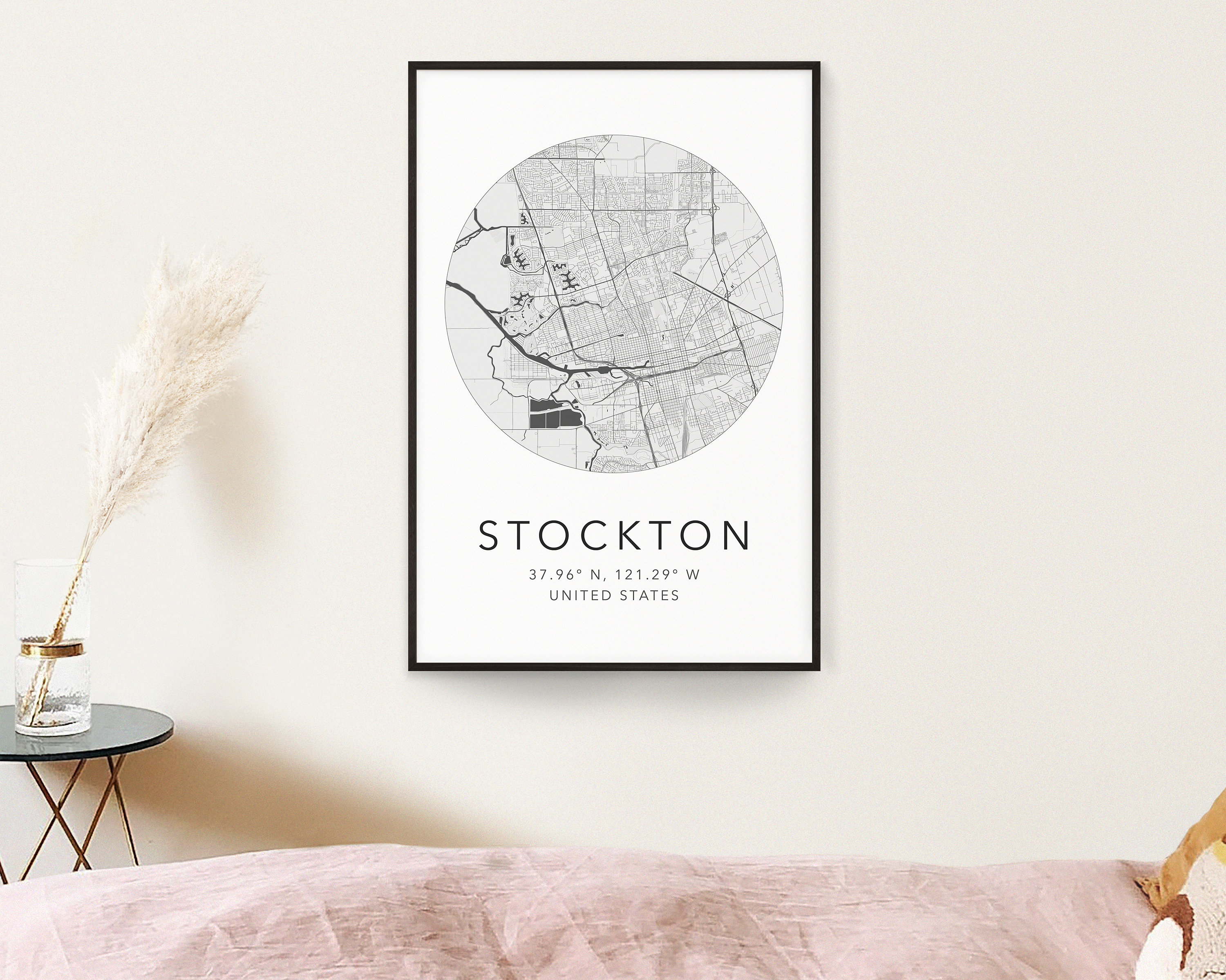 Stockton Map Print City of Stockton Print Map of Stockton - Etsy