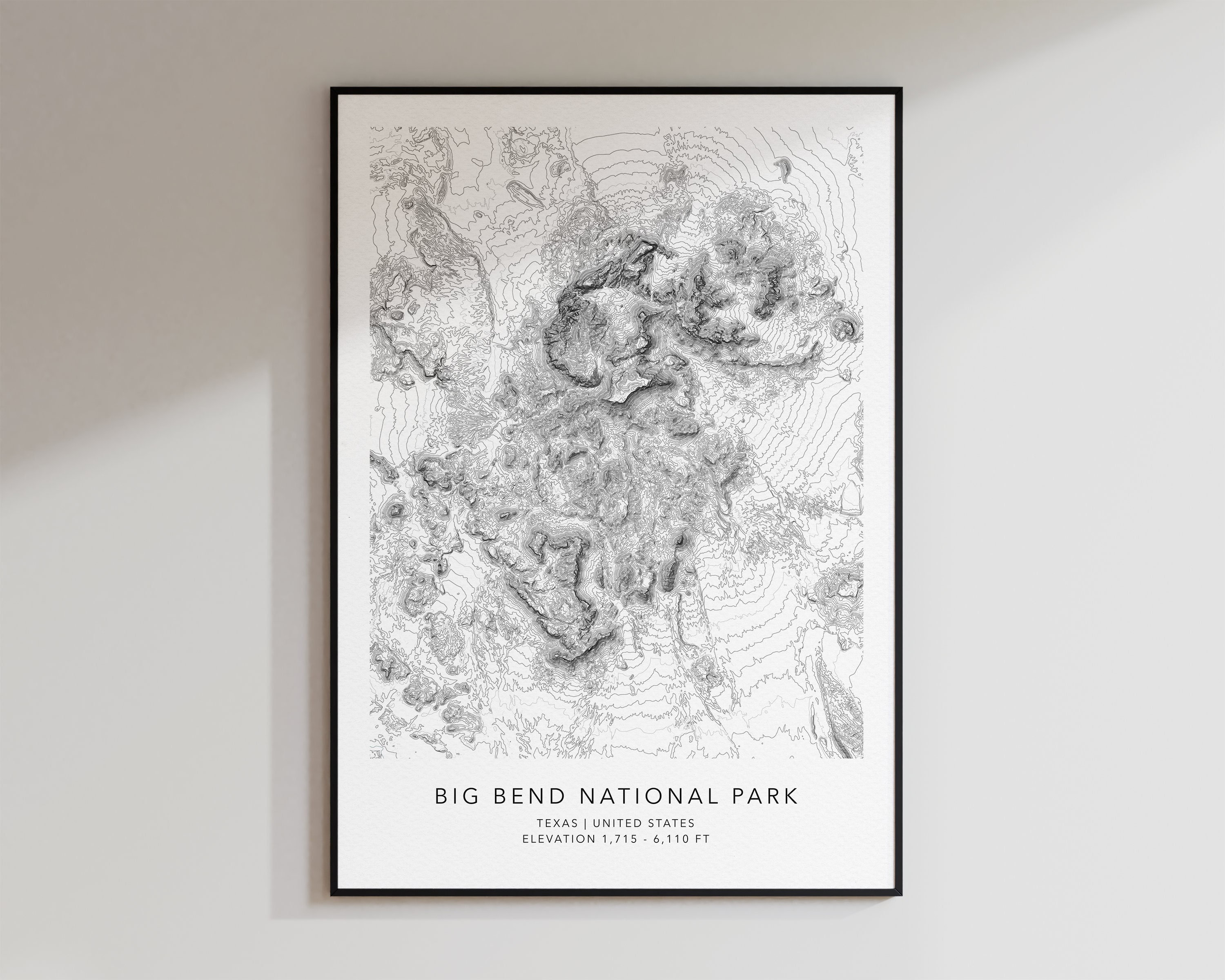 Big Bend National Park Map Print Topographic Contour Map Big Bend Texas ...