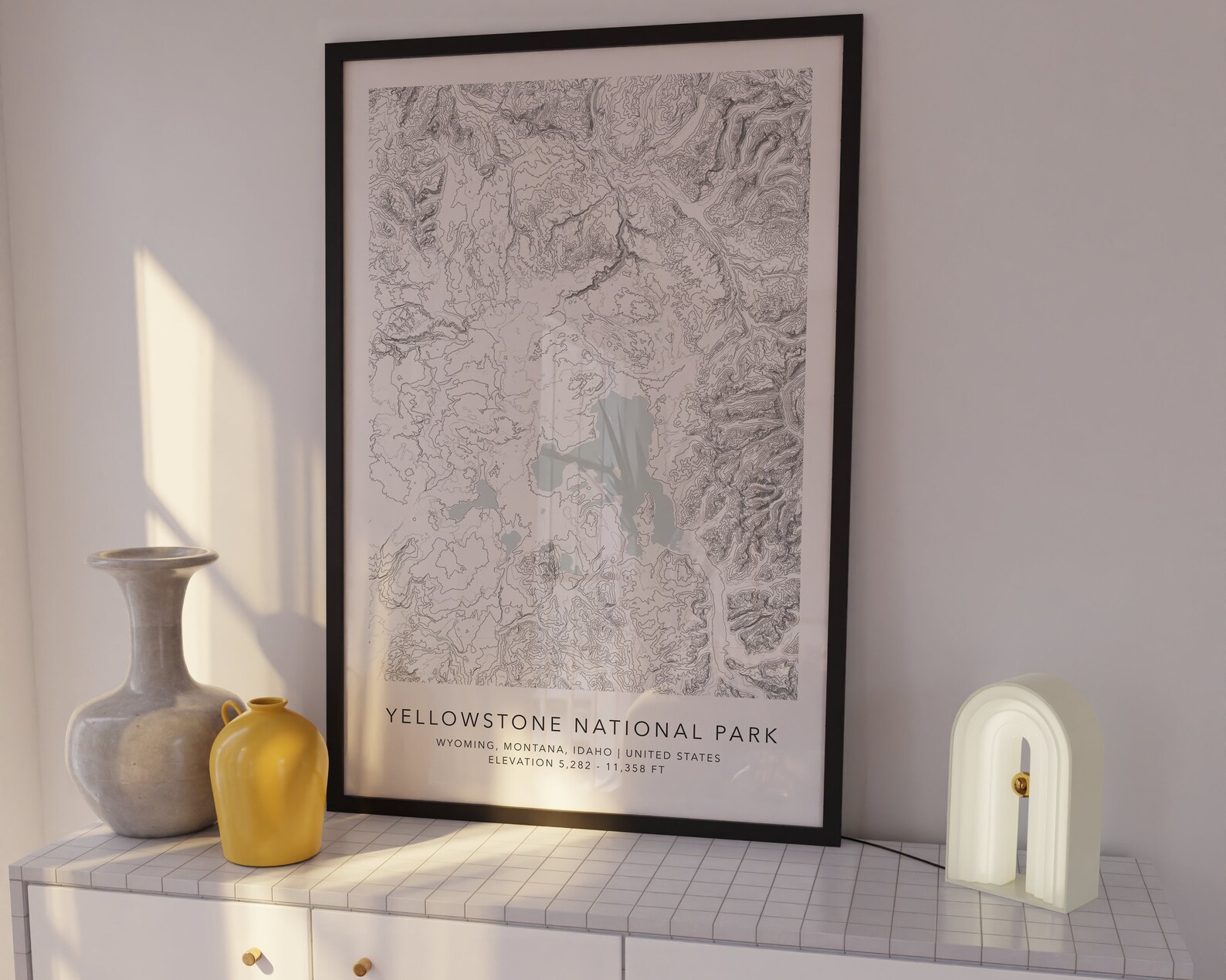 Yellowstone National Park Map Print | Topographic Contour Map ...