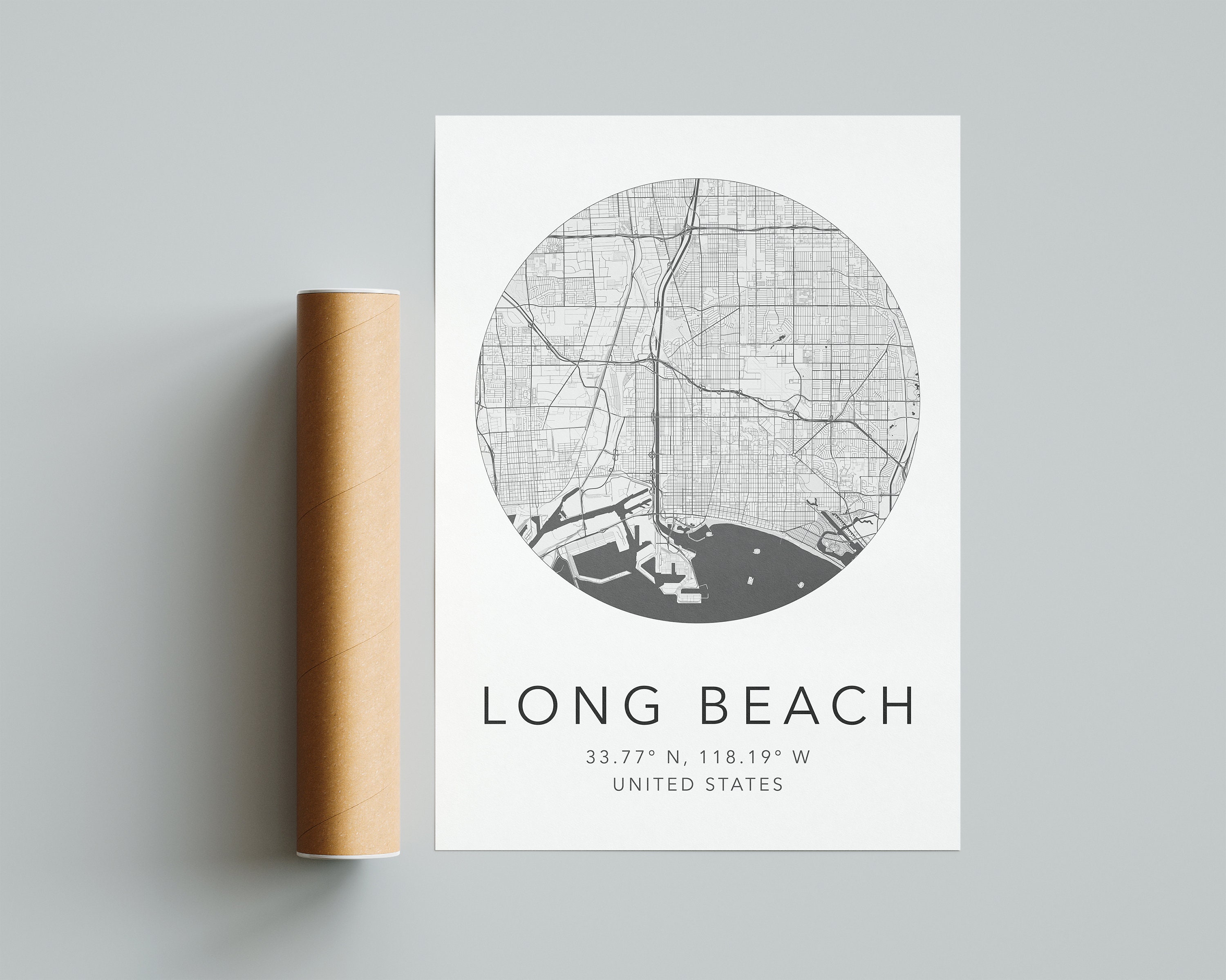 Long Beach Map Print Map of Long Beach California Minimalist Map Art ...