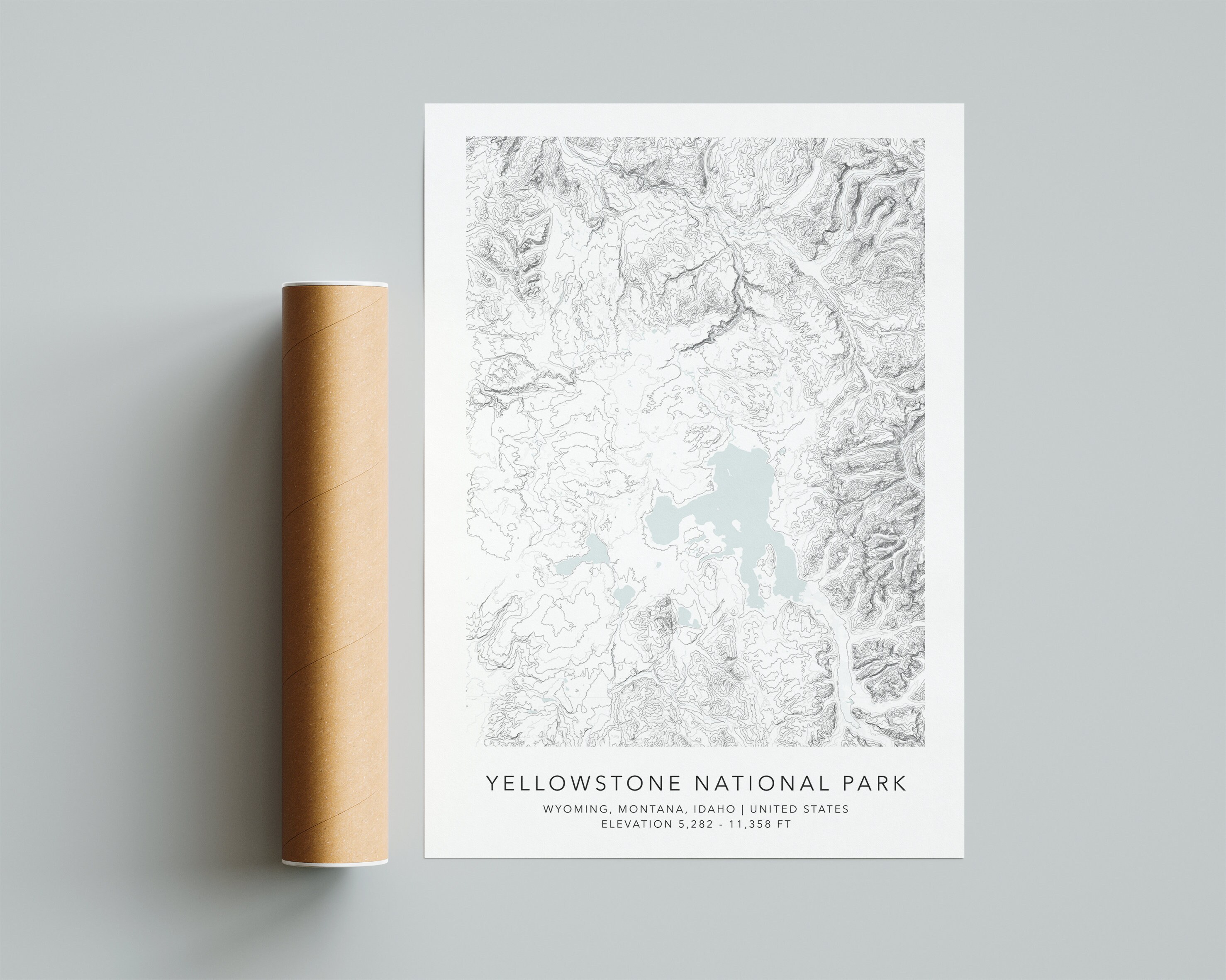 Yellowstone National Park Map Print | Topographic Contour Map ...