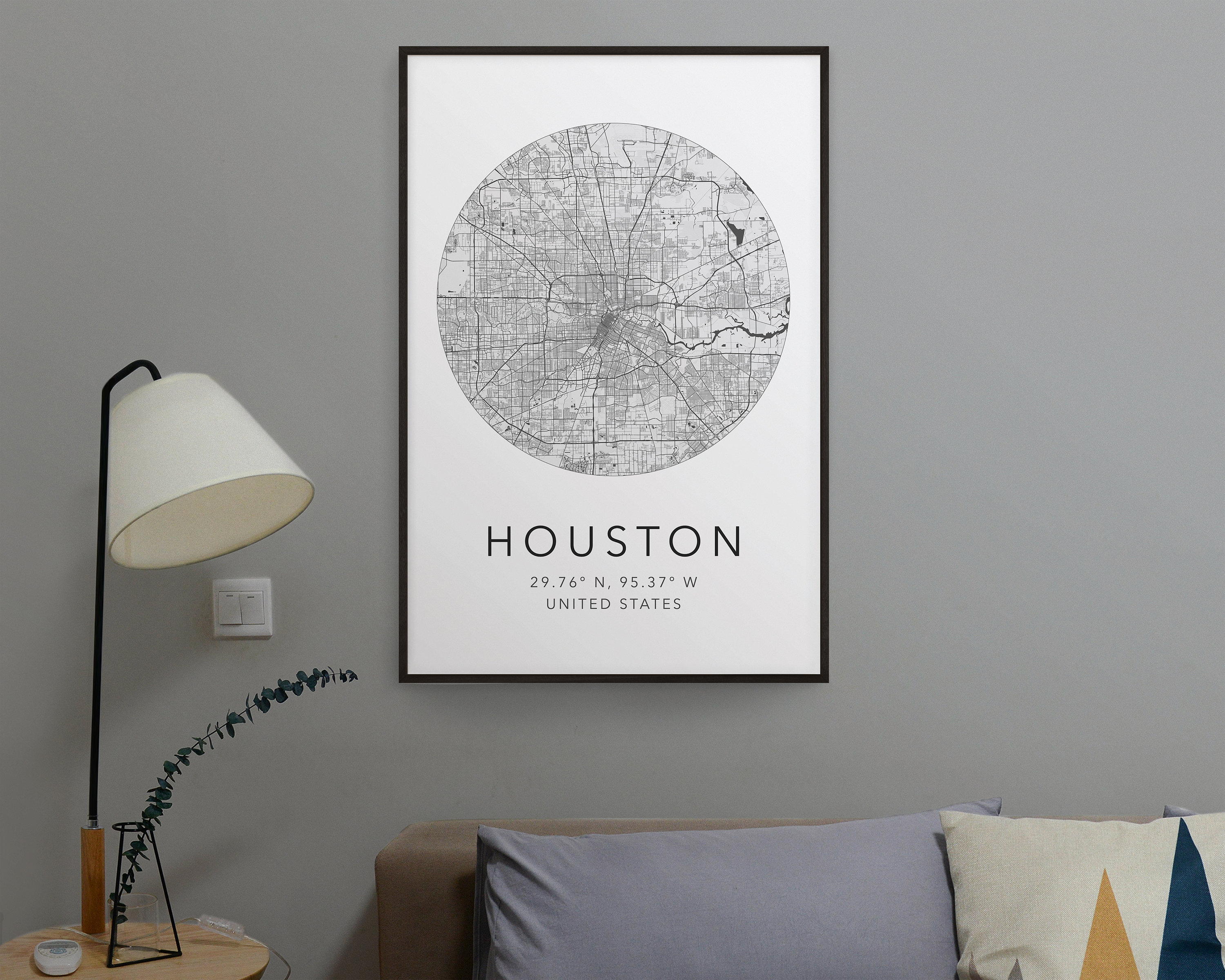 Houston Karte Druck | Stadt Houston Print | Karte von Houston Texas ...