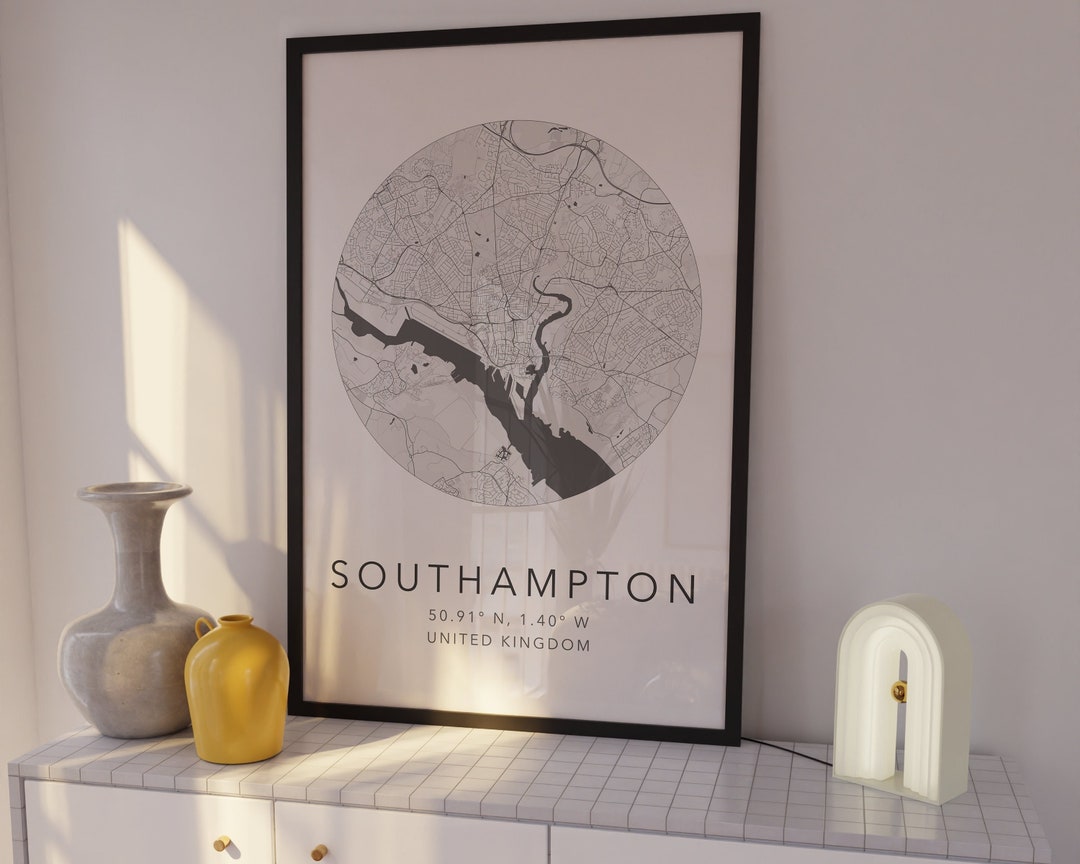 Southampton Map Print | Southampton United Kingdom Print | City of ...
