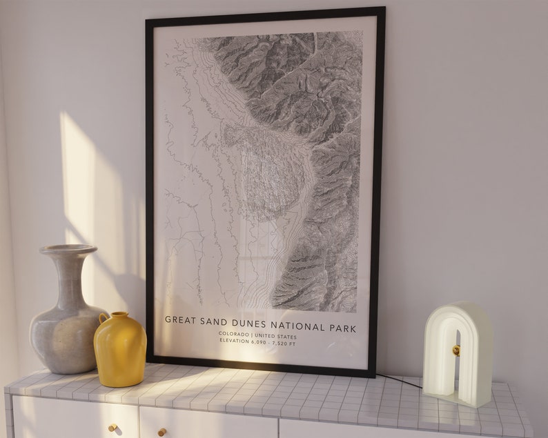 Great Sand Dunes National Park Map Print | Topographic Contour Map ...