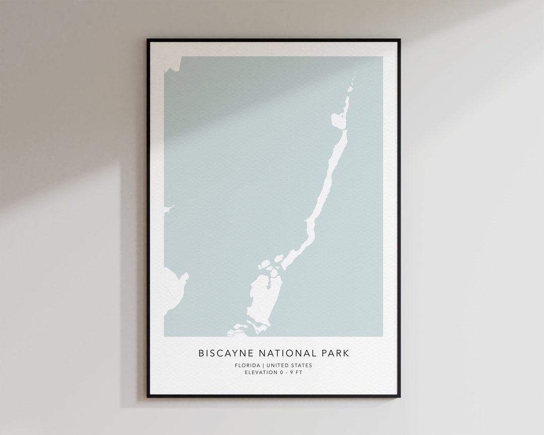 Biscayne National Park Map Print | Topographic Contour Map | Biscayne ...