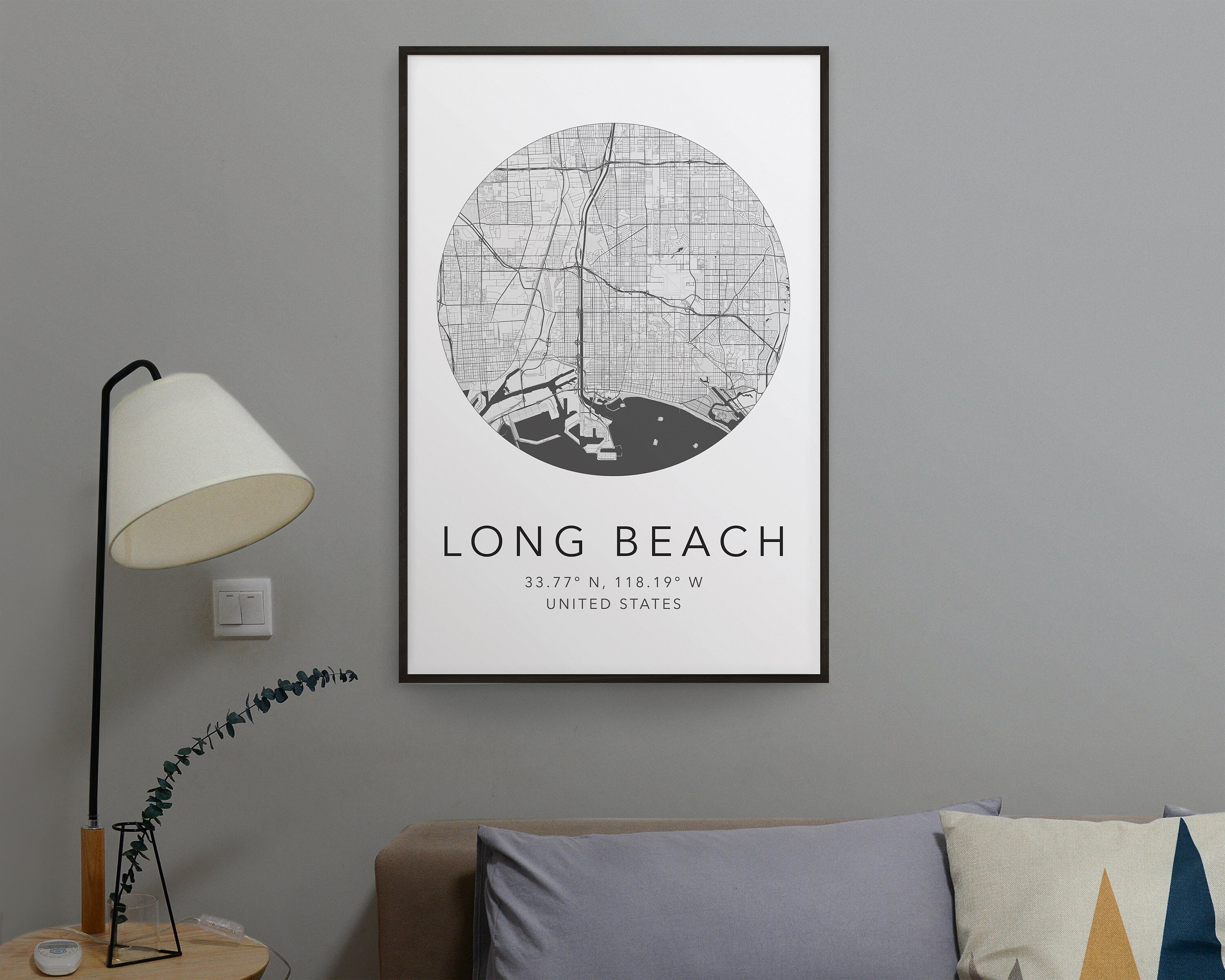Long Beach Map Print Map of Long Beach California Minimalist Map Art ...
